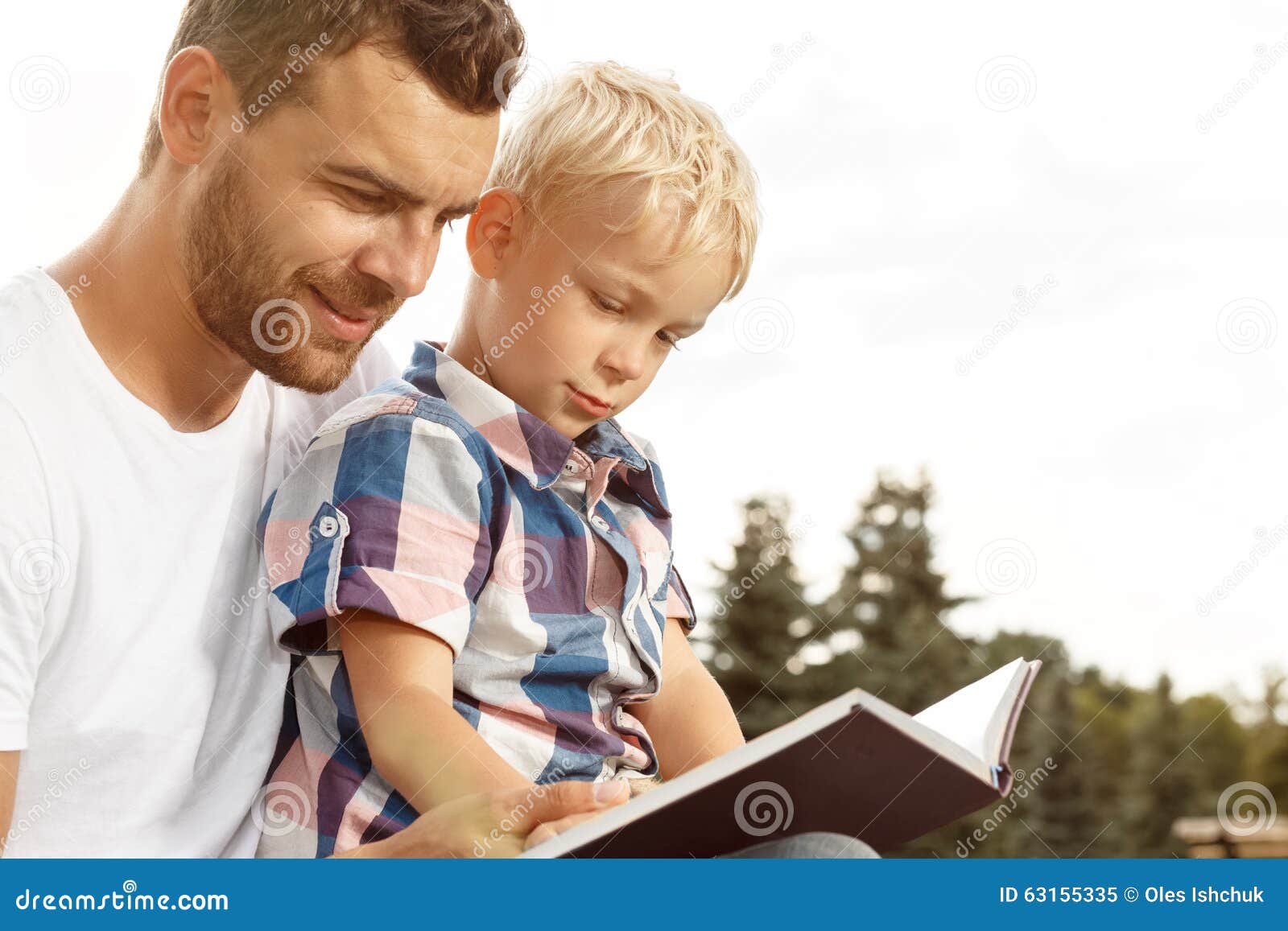 Father and Son Reading Book Stock Image - Image of males, parenthood ...