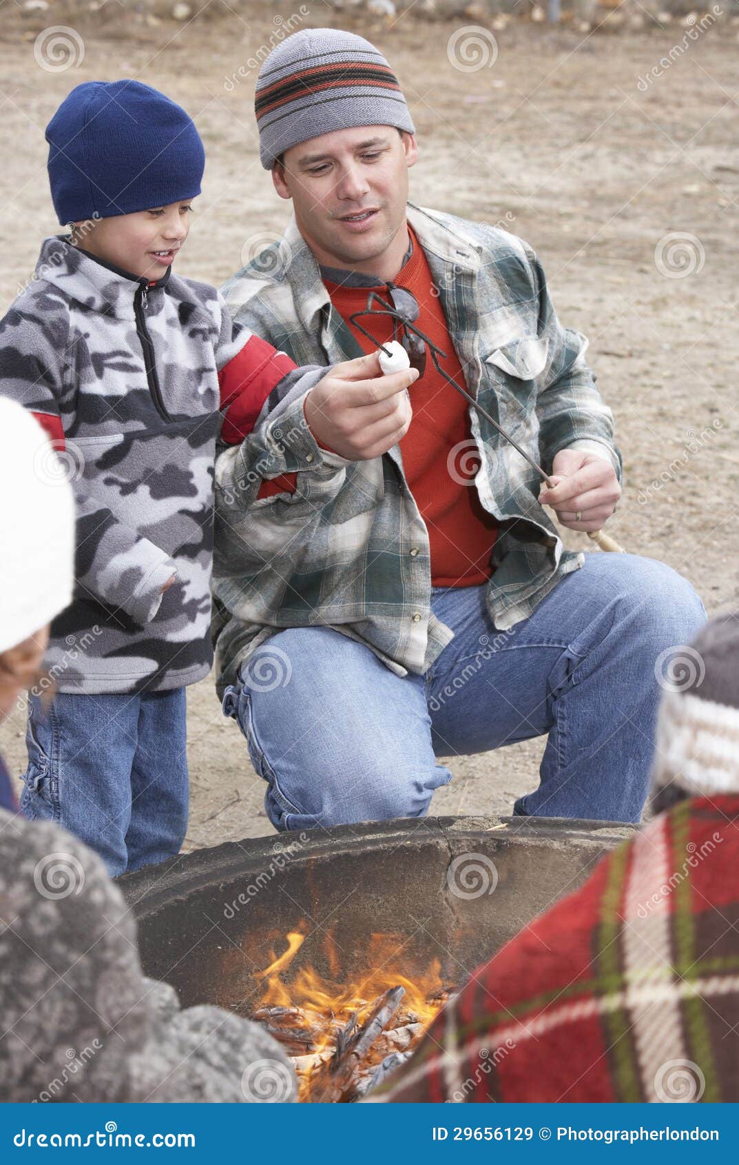 Father and Son Ready To Toast Marshmallow Stock Image - Image of middle ...