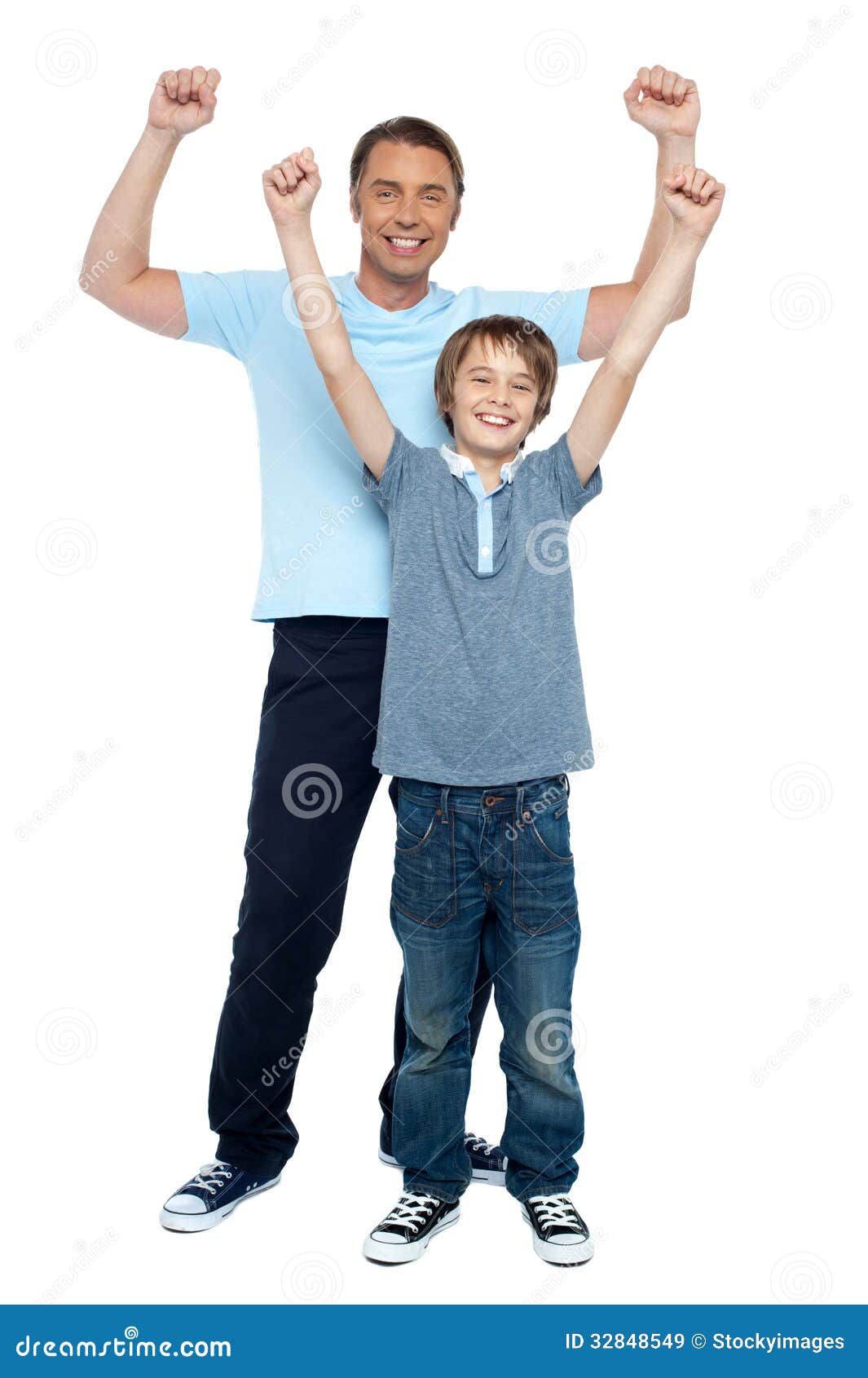 Father and Son Rejoicing Together Stock Image - Image of full ...