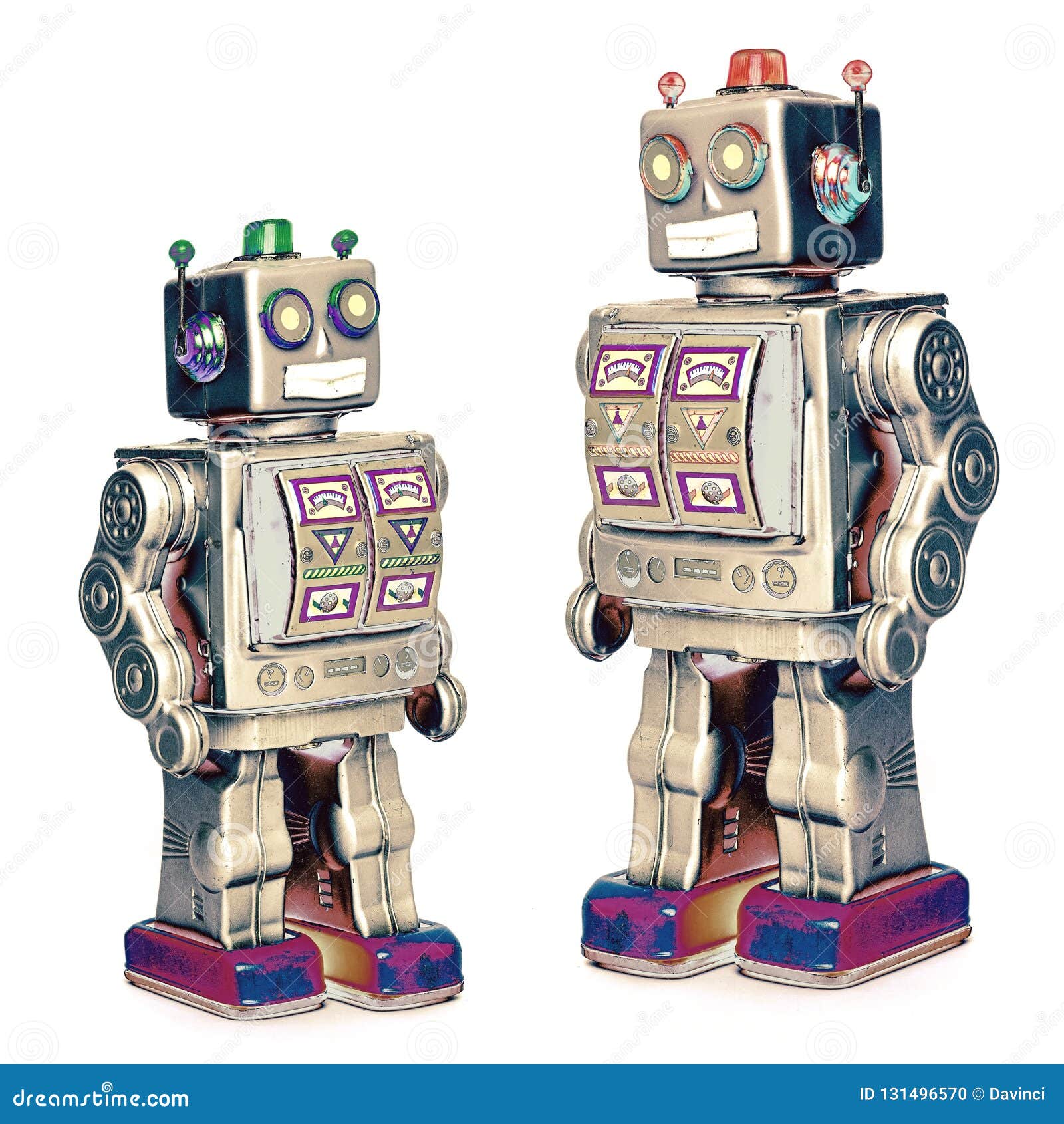 Father and son robots on stock photo. Image of retro - 131496570