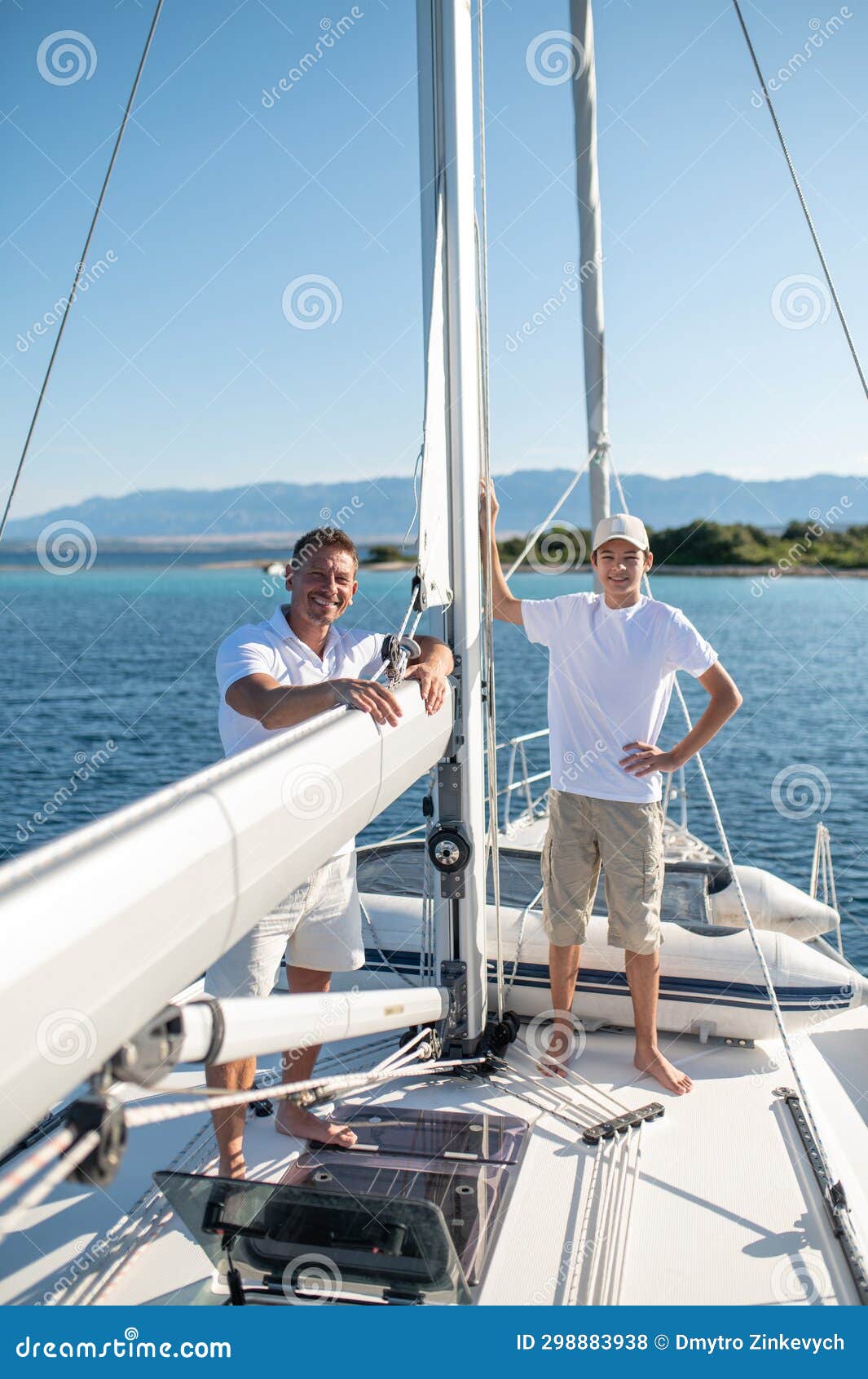 Father and Son Sailing and Looking Happy and Joyful Stock Photo - Image ...