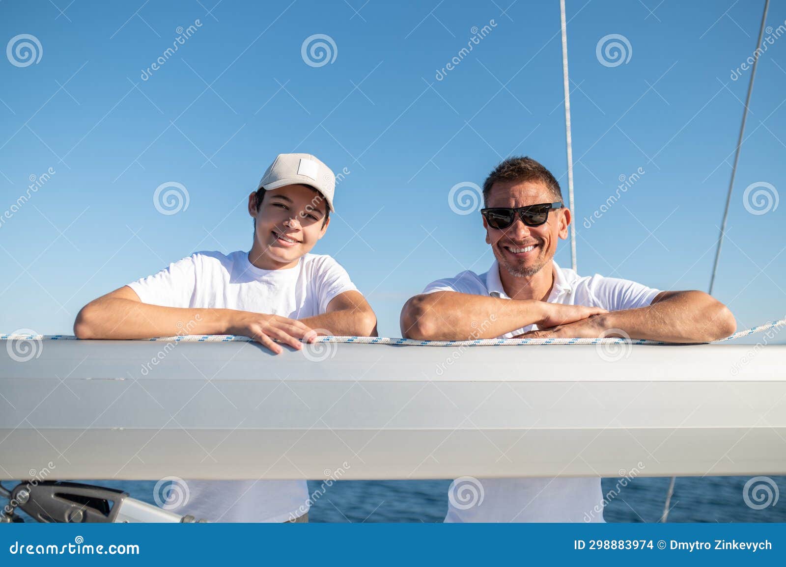 Father and Son Sailing and Looking Happy and Joyful Stock Photo - Image ...