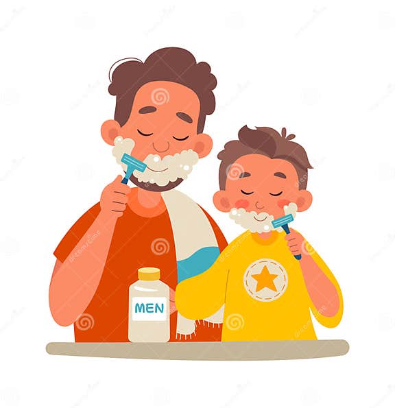Father and Son Shaving stock vector. Illustration of shaving - 273903739