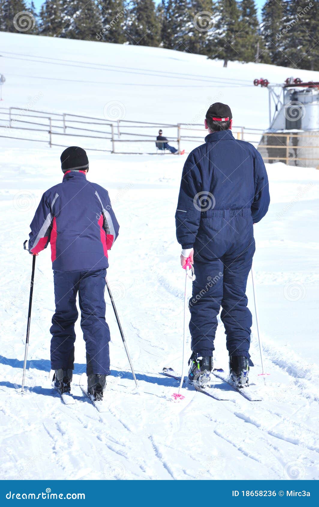 Father and son skiing stock photo. Image of slope, lifestyle - 18658236