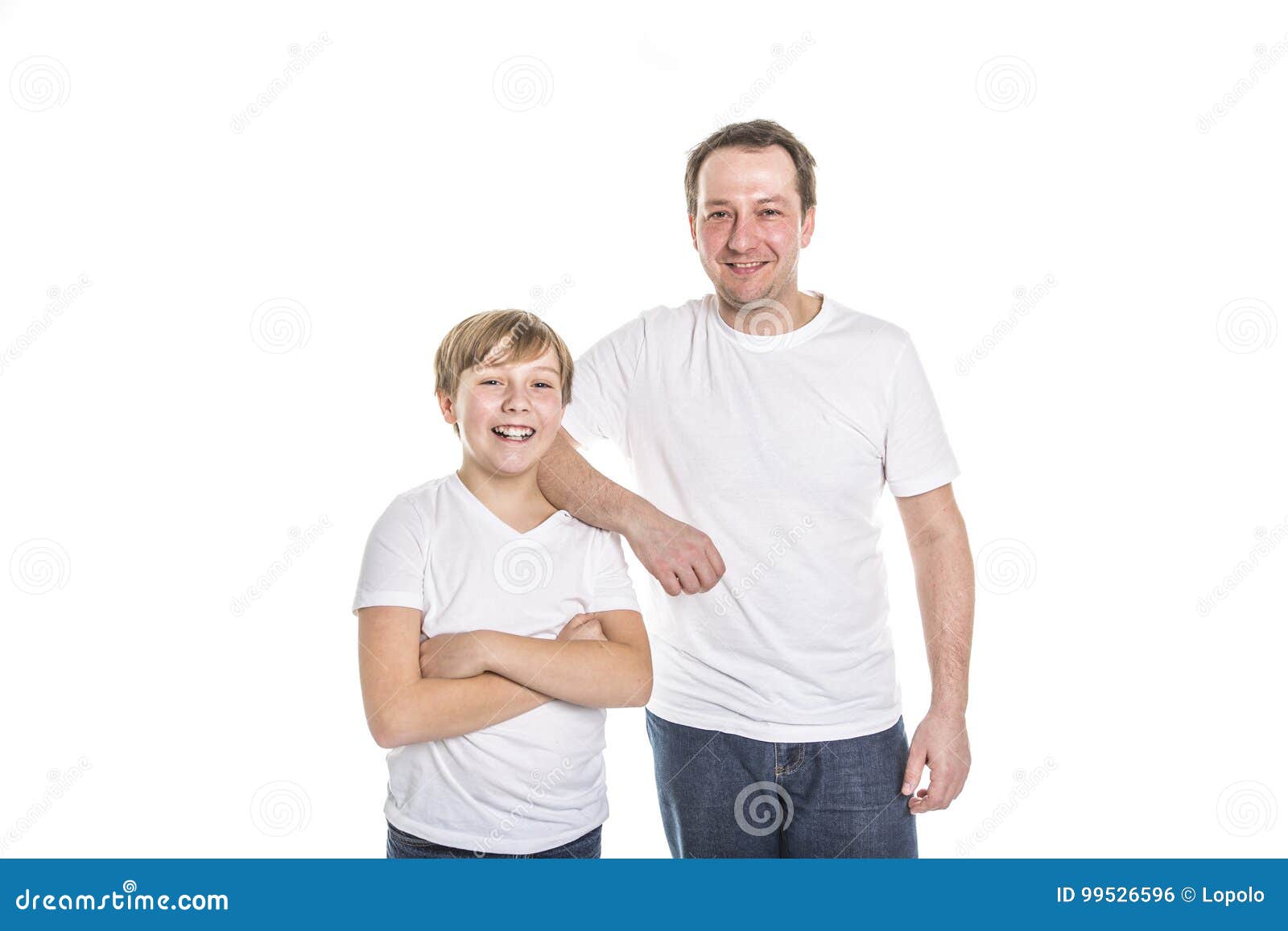 Father and Son Standing, Isolated on White Background Stock Photo ...