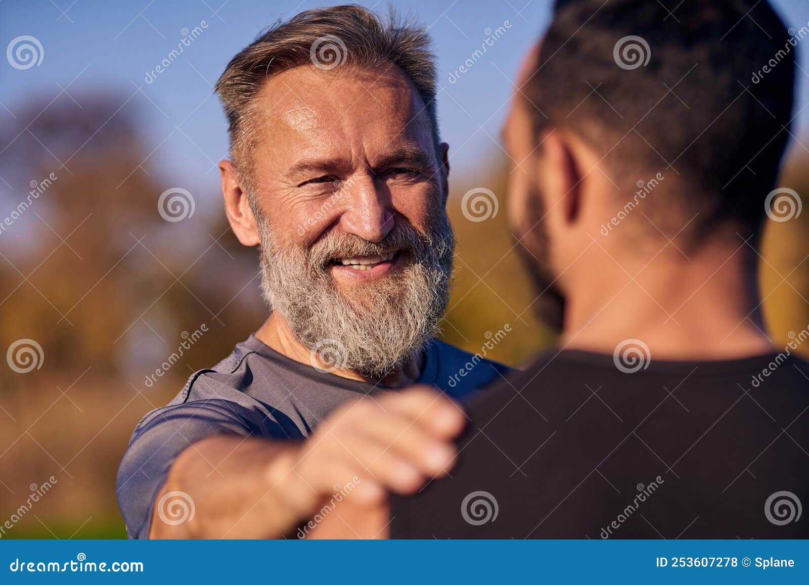 The Father and Son Standing Together. Stock Photo - Image of hold ...