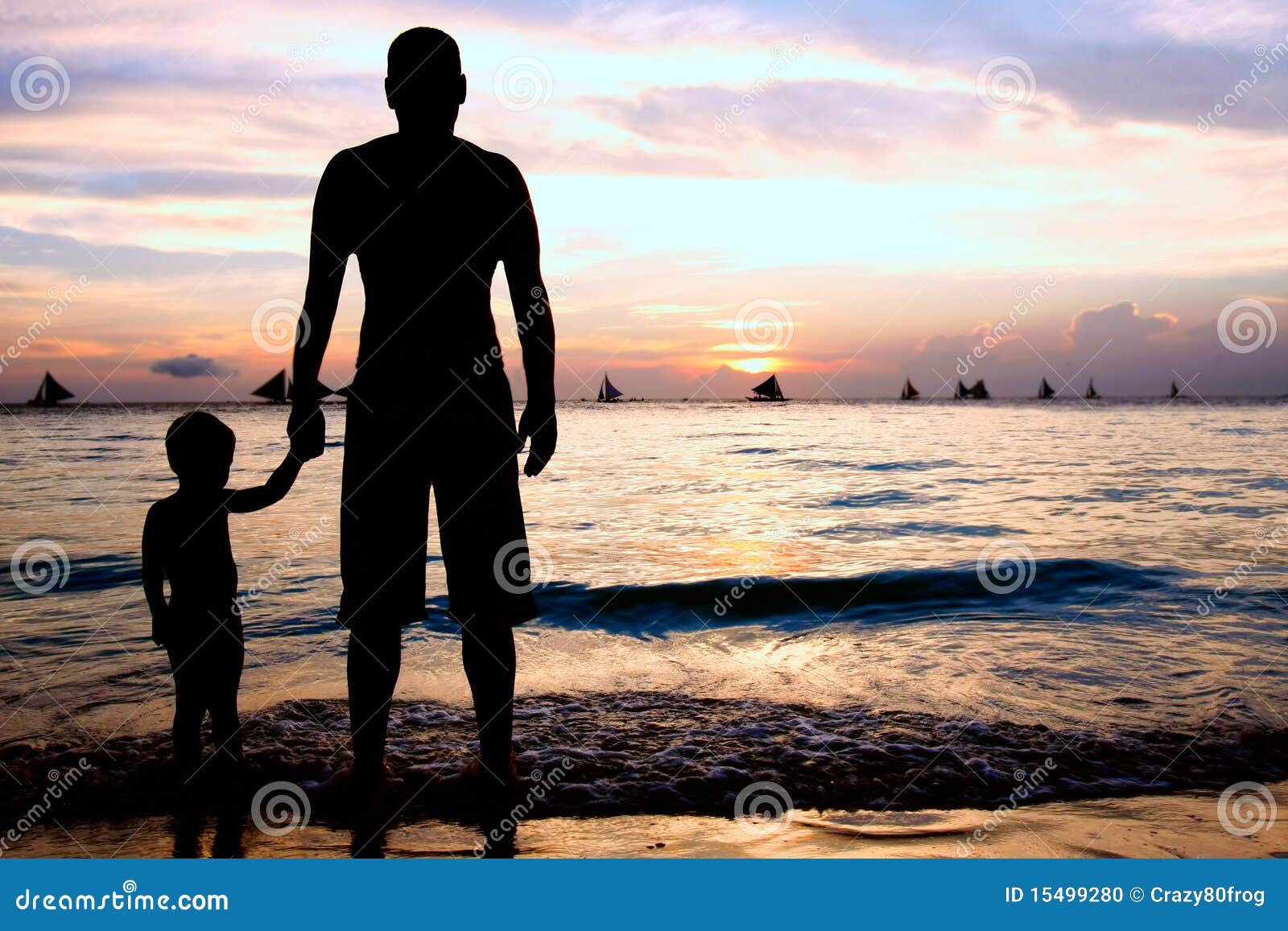 Father and Son on Sunset Sea Stock Photo - Image of father, child: 15499280