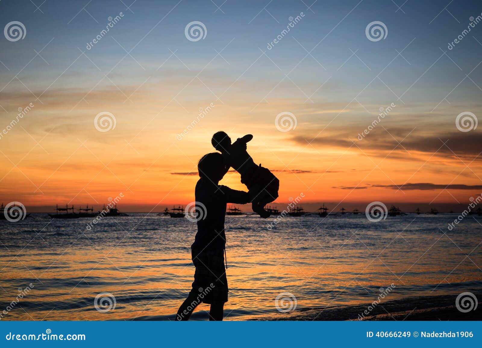Father and Son at Sunset Sea Stock Image - Image of family, concept ...