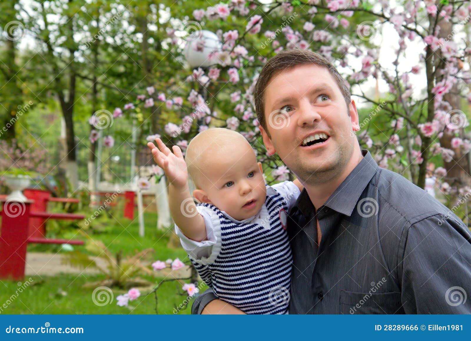 Father and Son Surprised of Something Stock Photo - Image of blossom ...