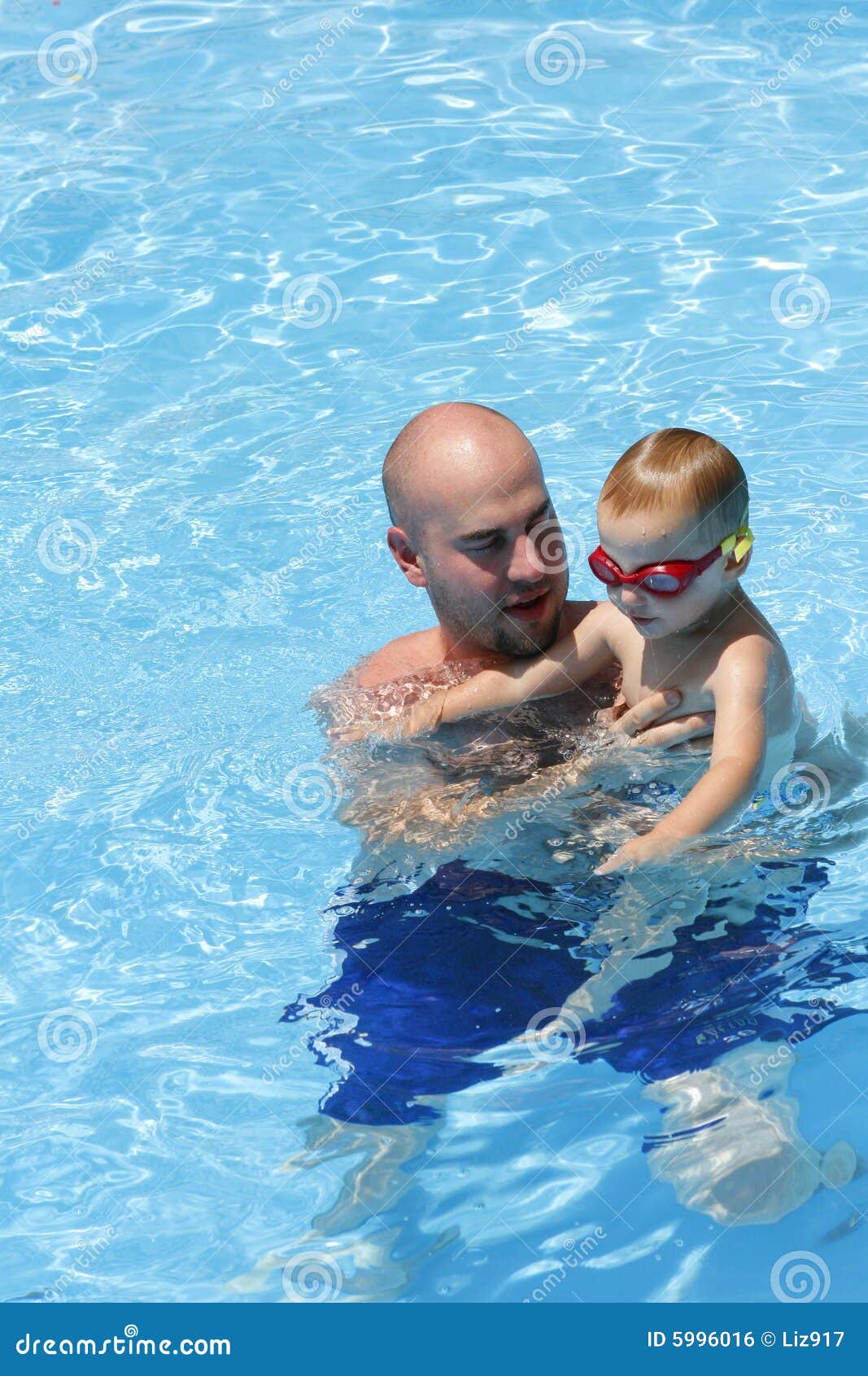 Father and Son in Swimming Pool Stock Photo - Image of learning, family ...
