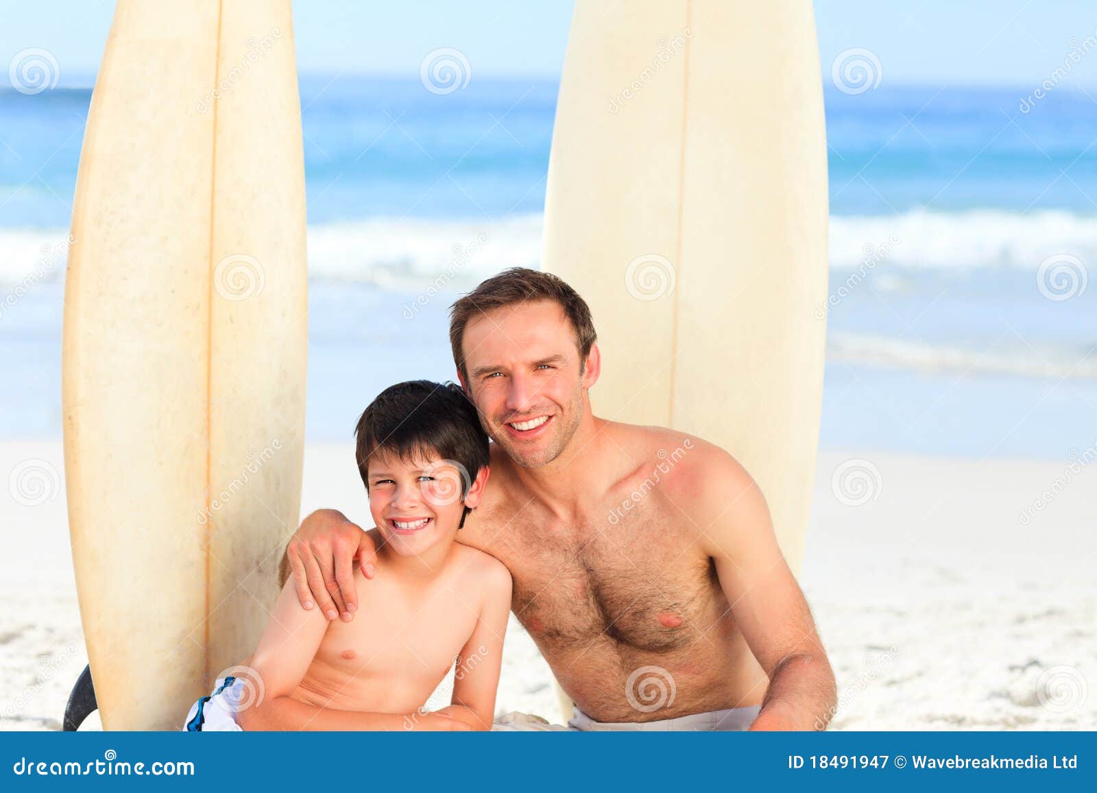 Father and Son with Their Surfboards Stock Image - Image of daddy ...