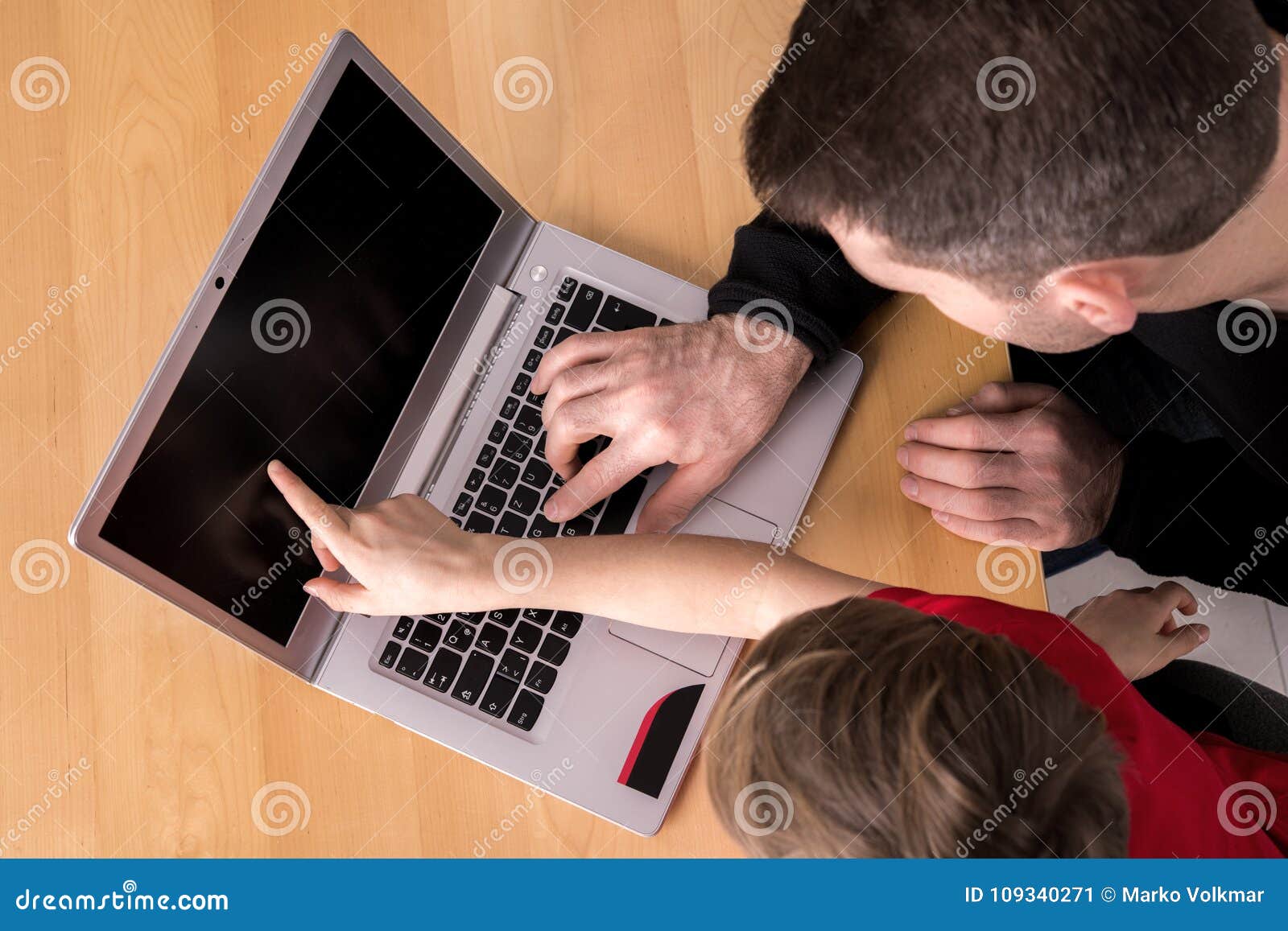 Father and Son Using Computer Together Stock Image - Image of computer ...