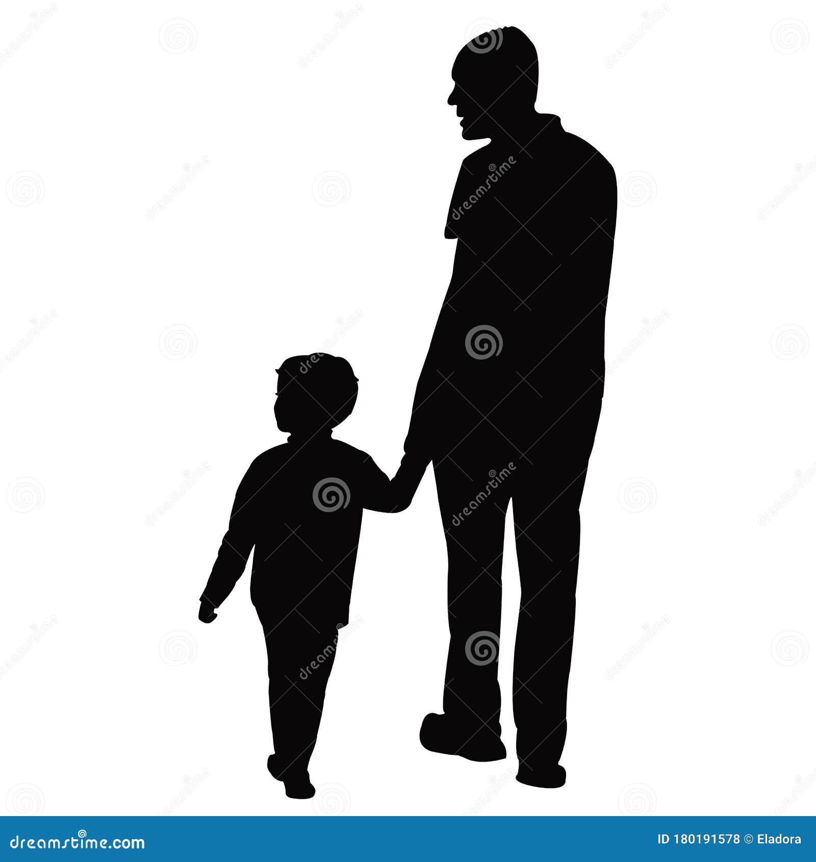 Father And Son Walking Body Silhouette Vector Stock Illustration