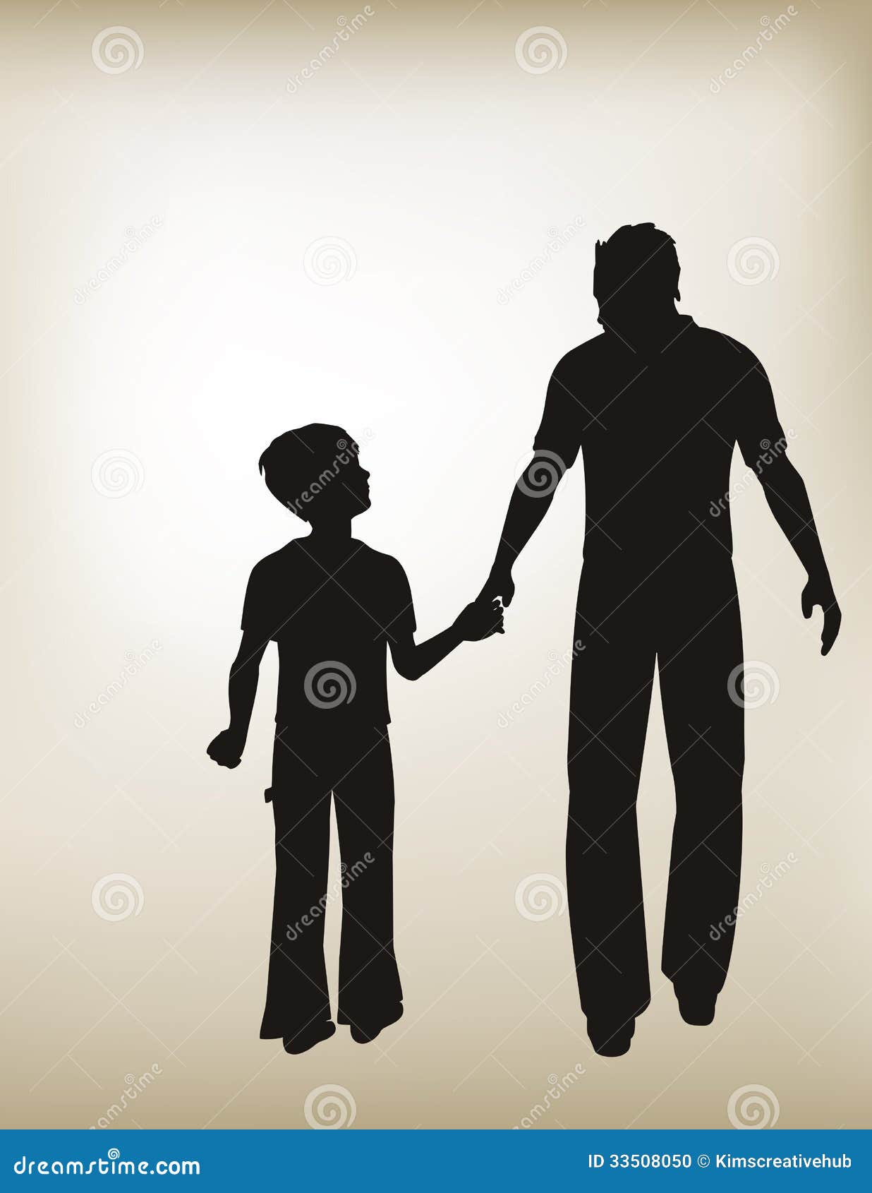 Father And Son Walking Together Stock Vector Illustration Of Reaching