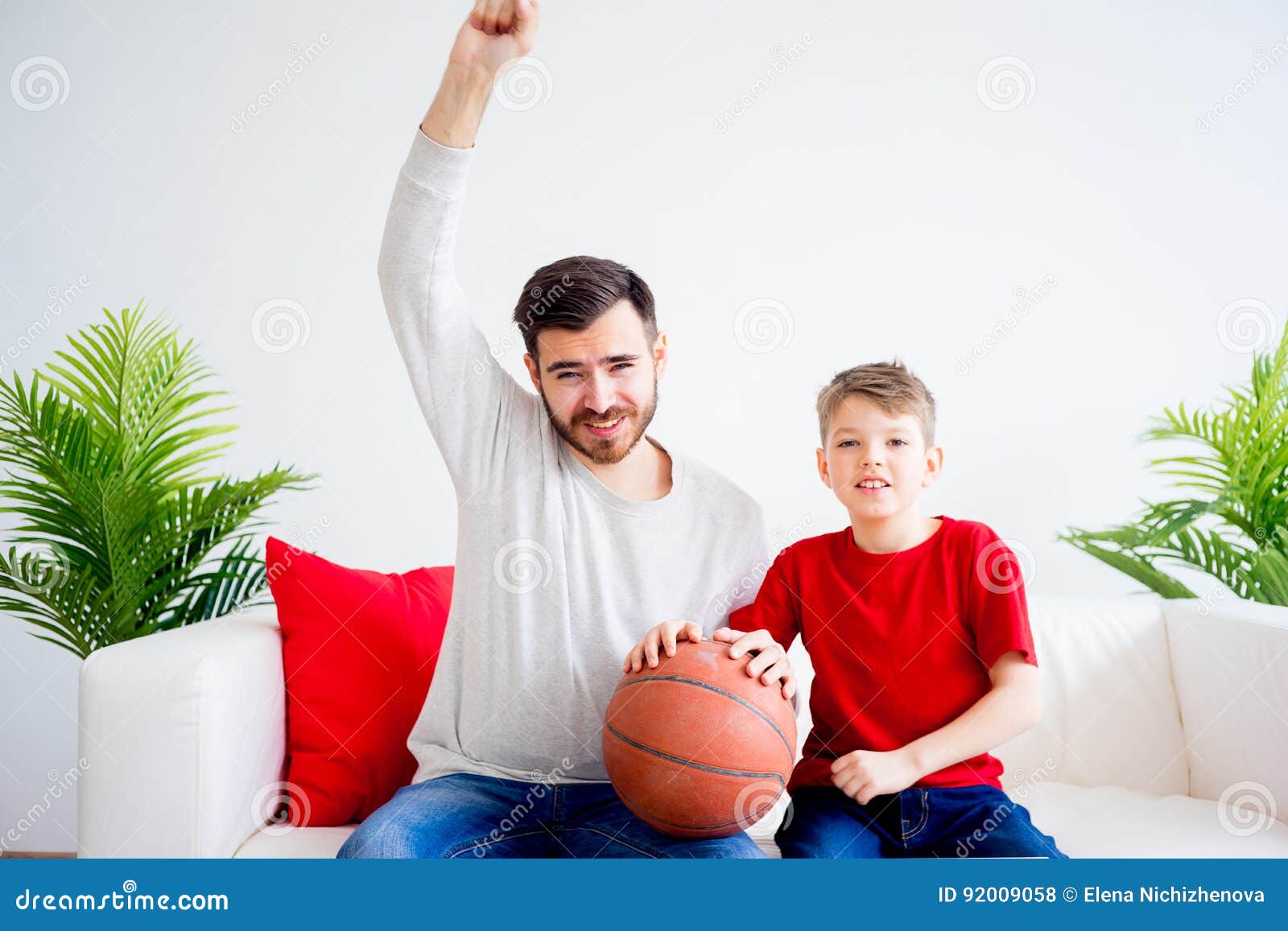 Father and Son Watching Basketball Stock Photo - Image of happiness ...