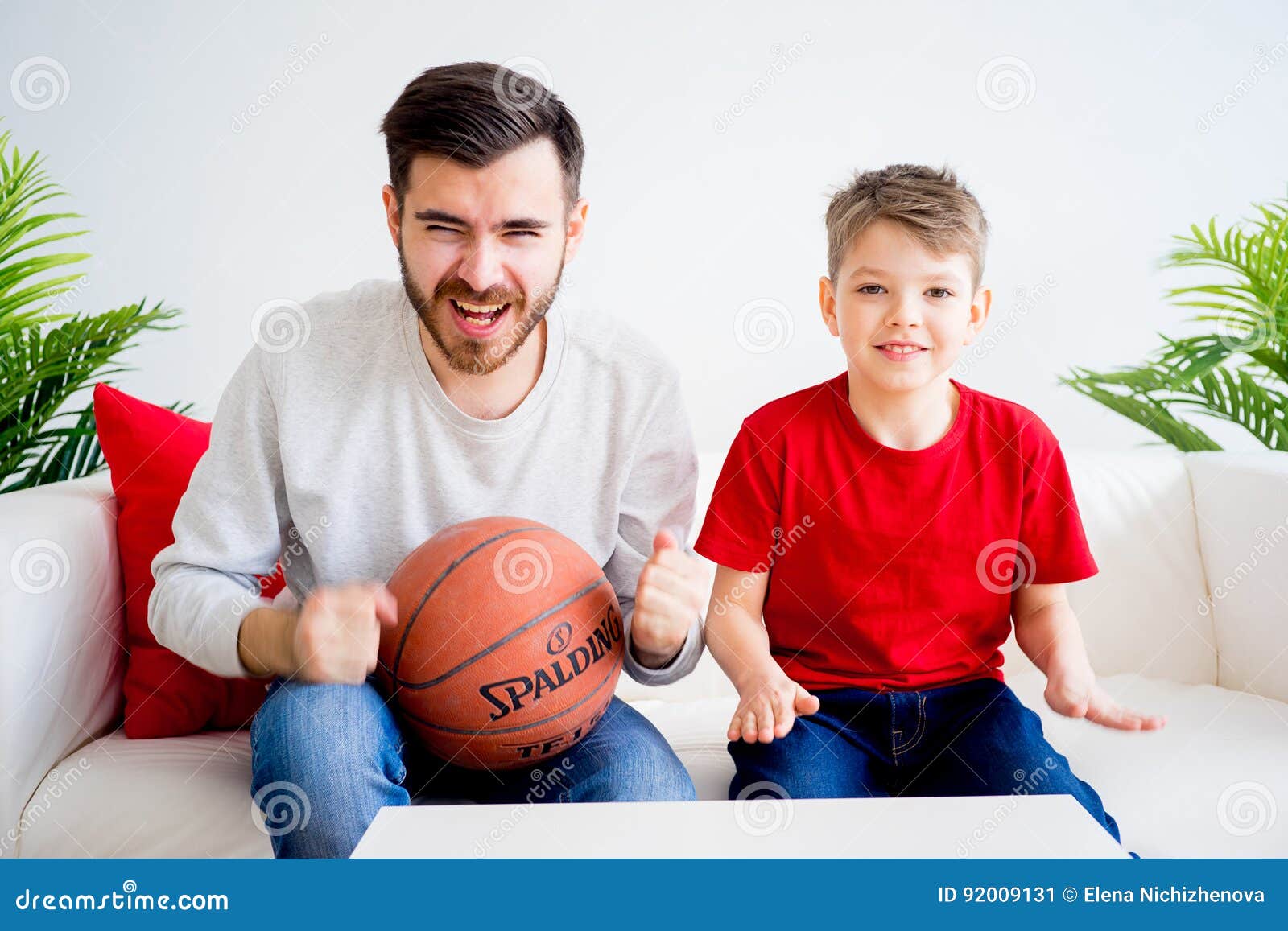 Father and Son Watching Basketball Stock Image - Image of cheerful ...