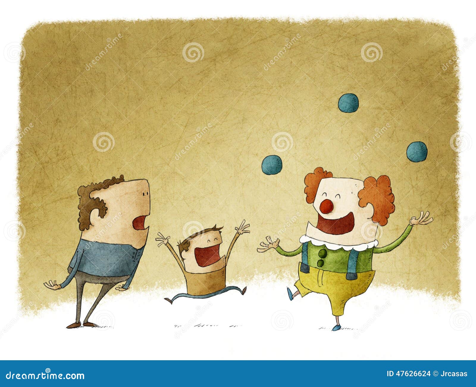 Father and Son Watching a Juggler Clown Stock Illustration ...