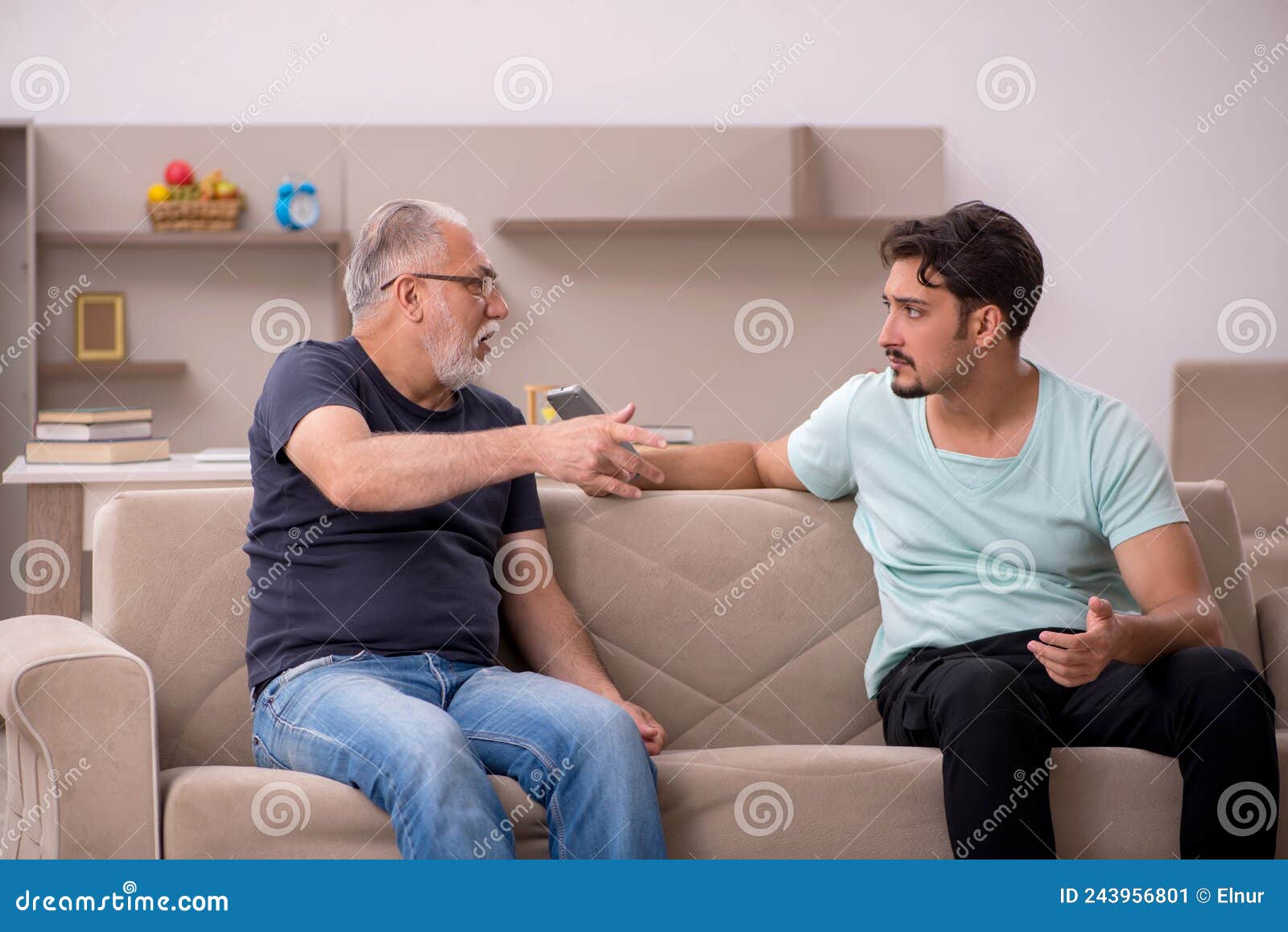Father and Son Watching Tv during Pandemic Stock Image - Image of ...