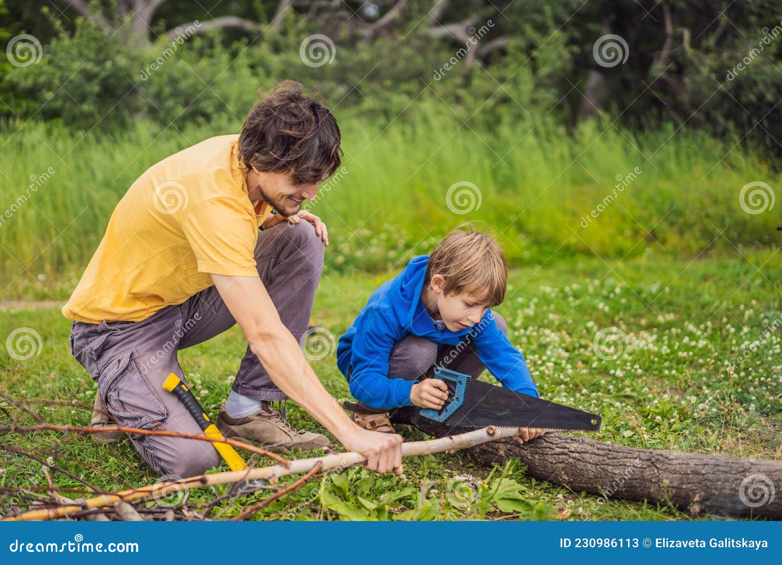 Father and Son Working with Tools Outdoor Stock Image - Image of craft ...