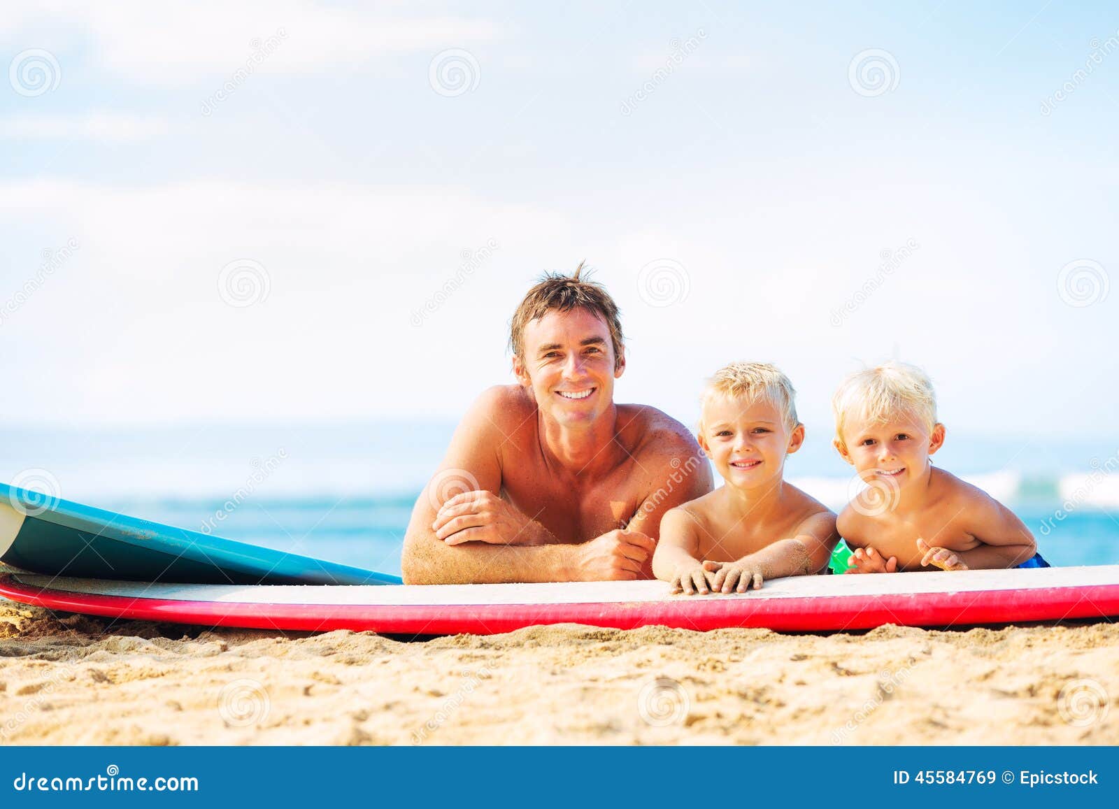 Father and Sons Going Surfing Stock Image - Image of portrait, ocean ...