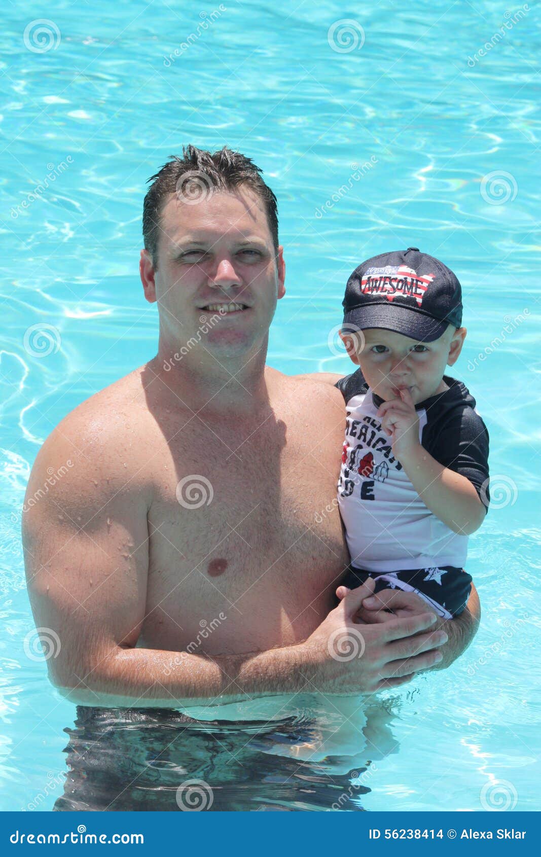 Father Swimming with His Son Stock Photo - Image of bonding, blast ...