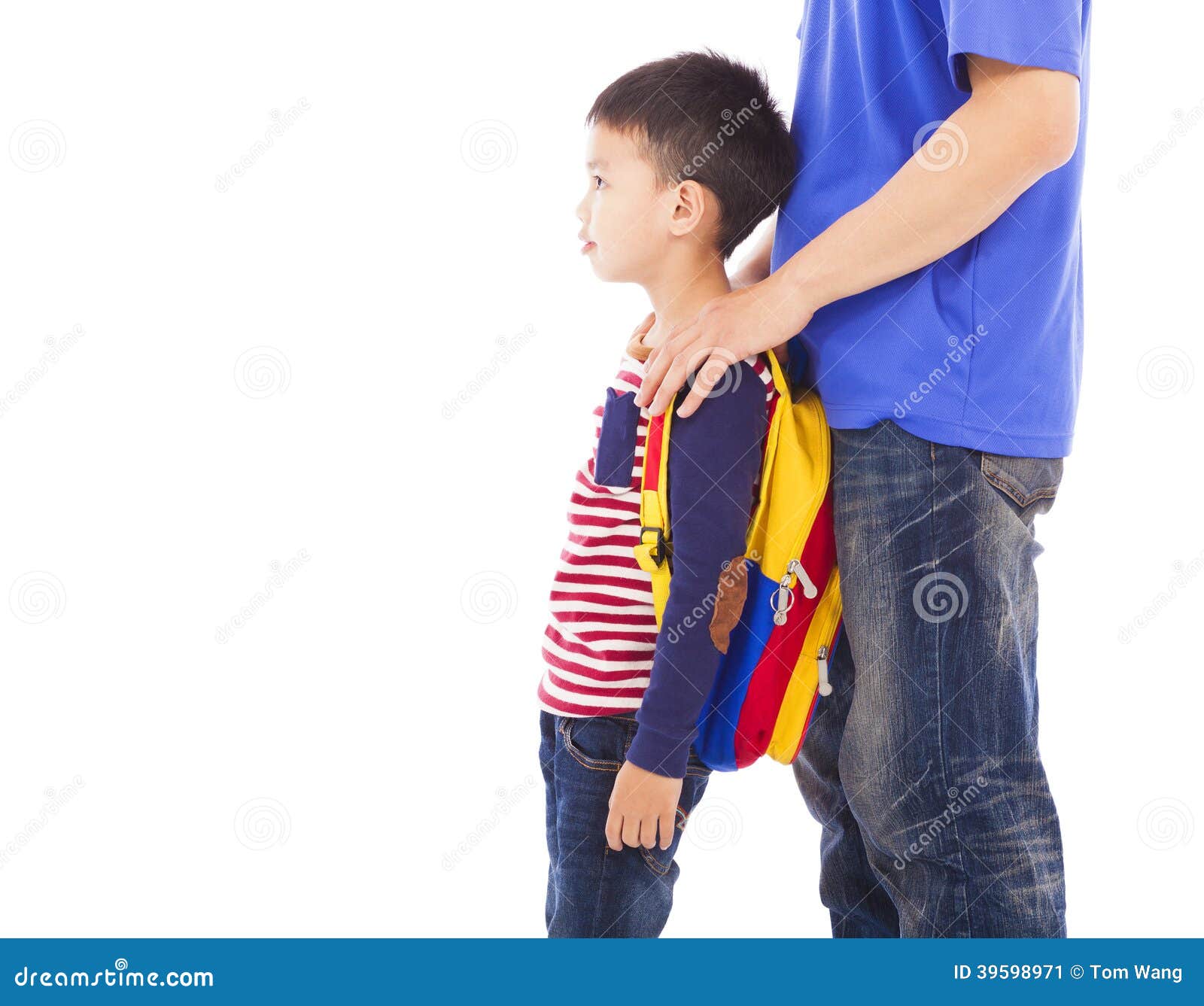 Father Take Kid To Go To School Stock Image - Image of little, male ...