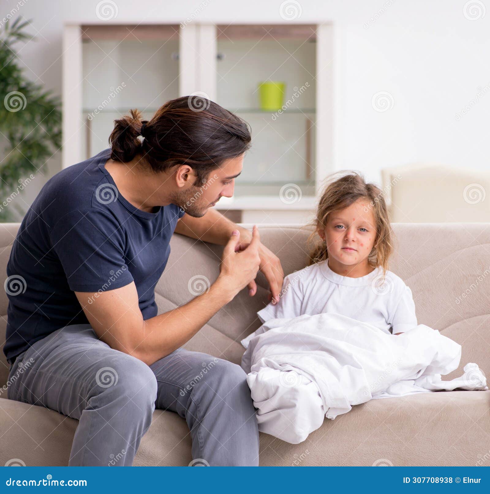 Father Taking Care of His Ill Daughter Stock Photo - Image of bumps ...