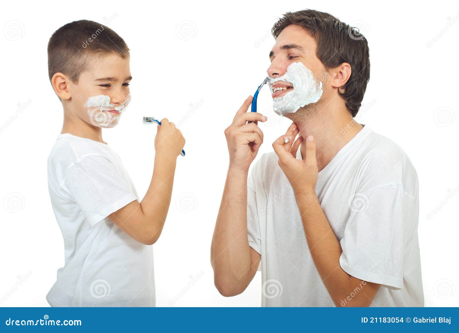 Father Teach His Son To Shave Stock Photo - Image of healthy, beauty ...