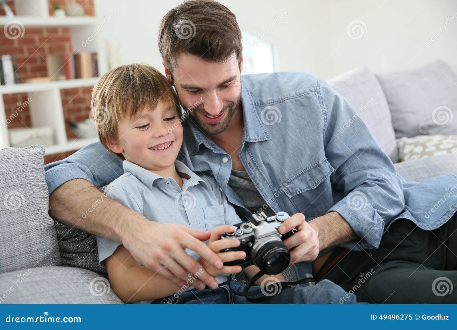 Father Teaching His Son Son Using a Camera Stock Image - Image of daddy ...