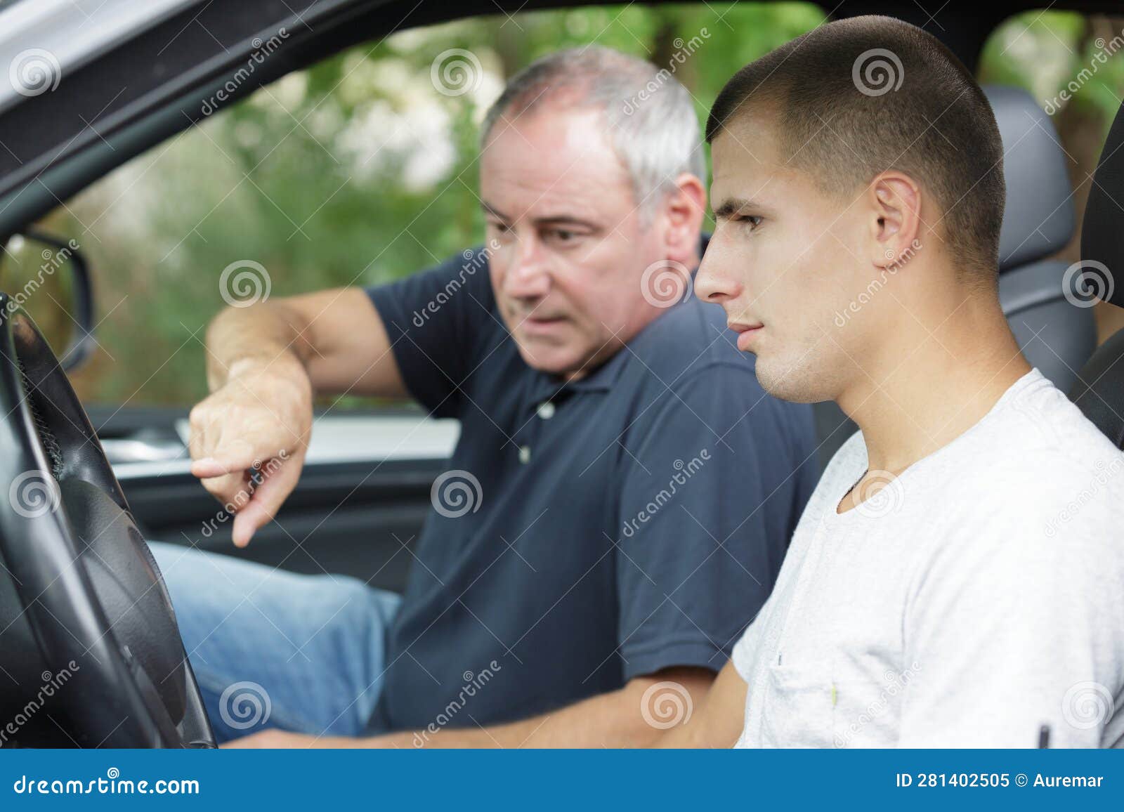 Father Teaching Son To Drive Car Stock Image - Image of people, parent ...