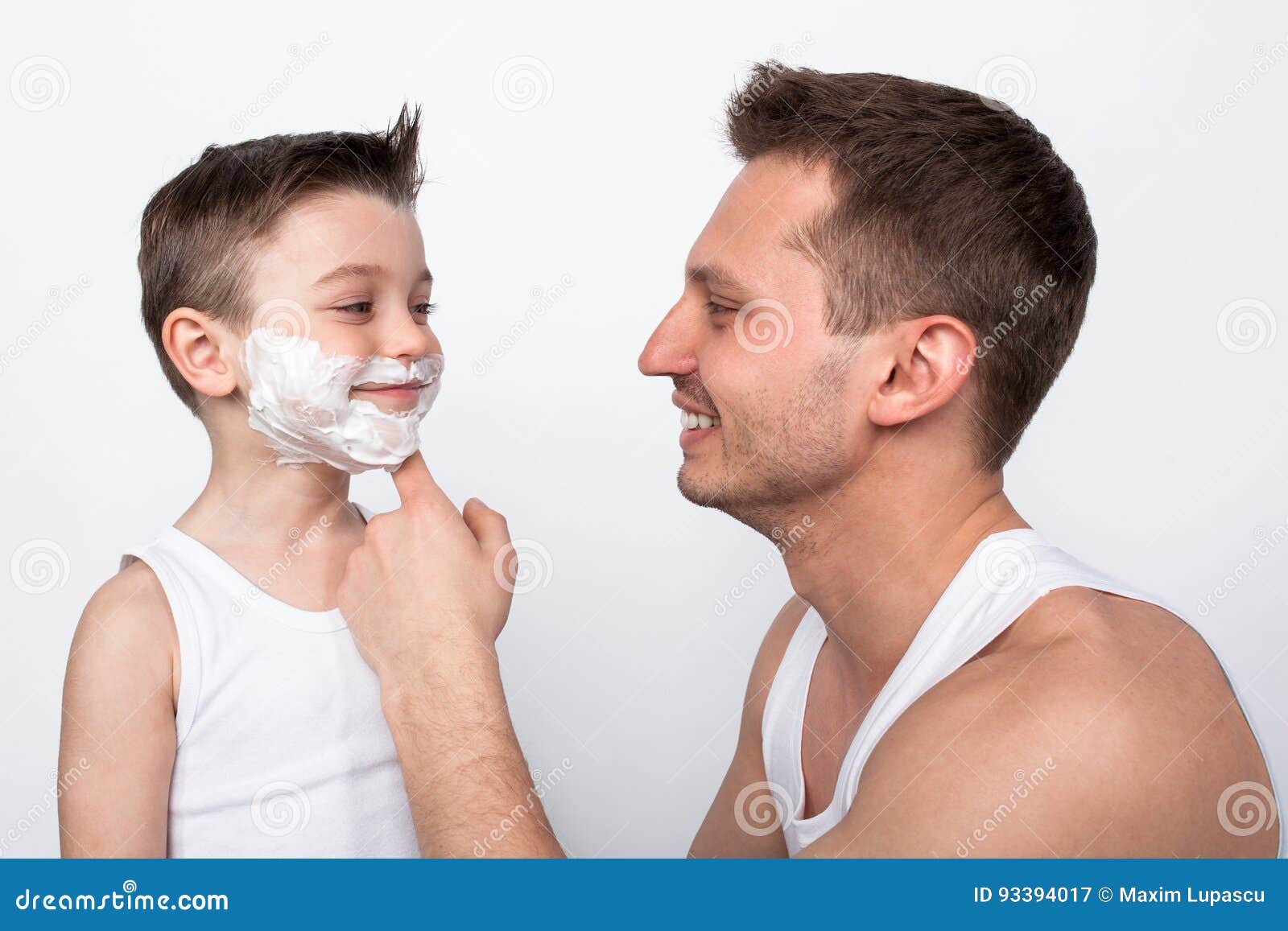 Father Teaching Son To Shave Stock Image - Image of shaving, childhood ...