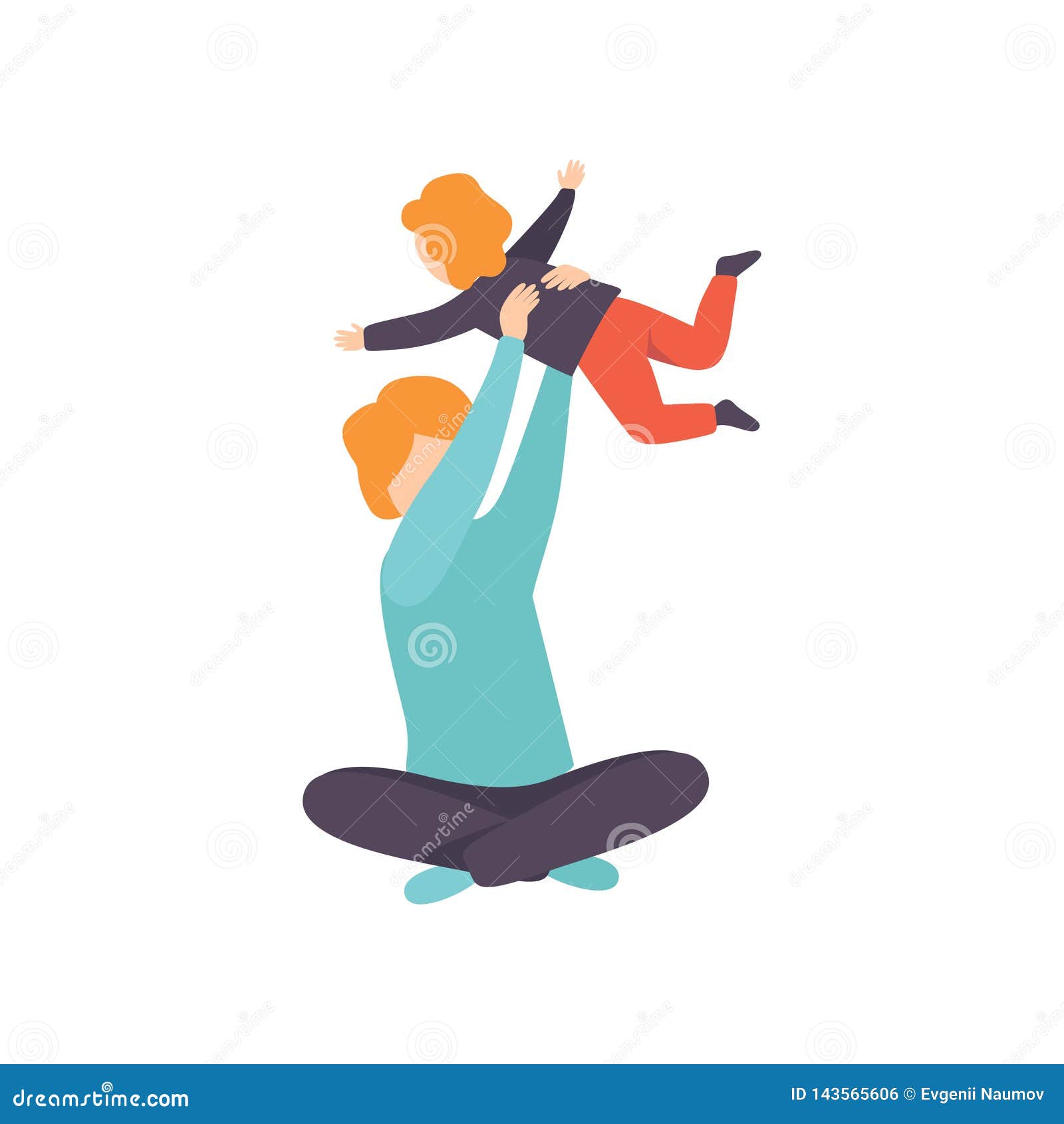 Father Throwing Child Up, Parent Playing with His Son Vector ...