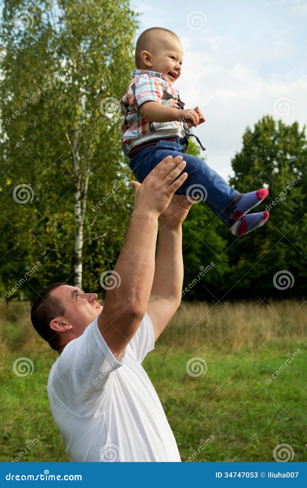 Father Throws To the Top the Son Stock Image - Image of beautiful ...