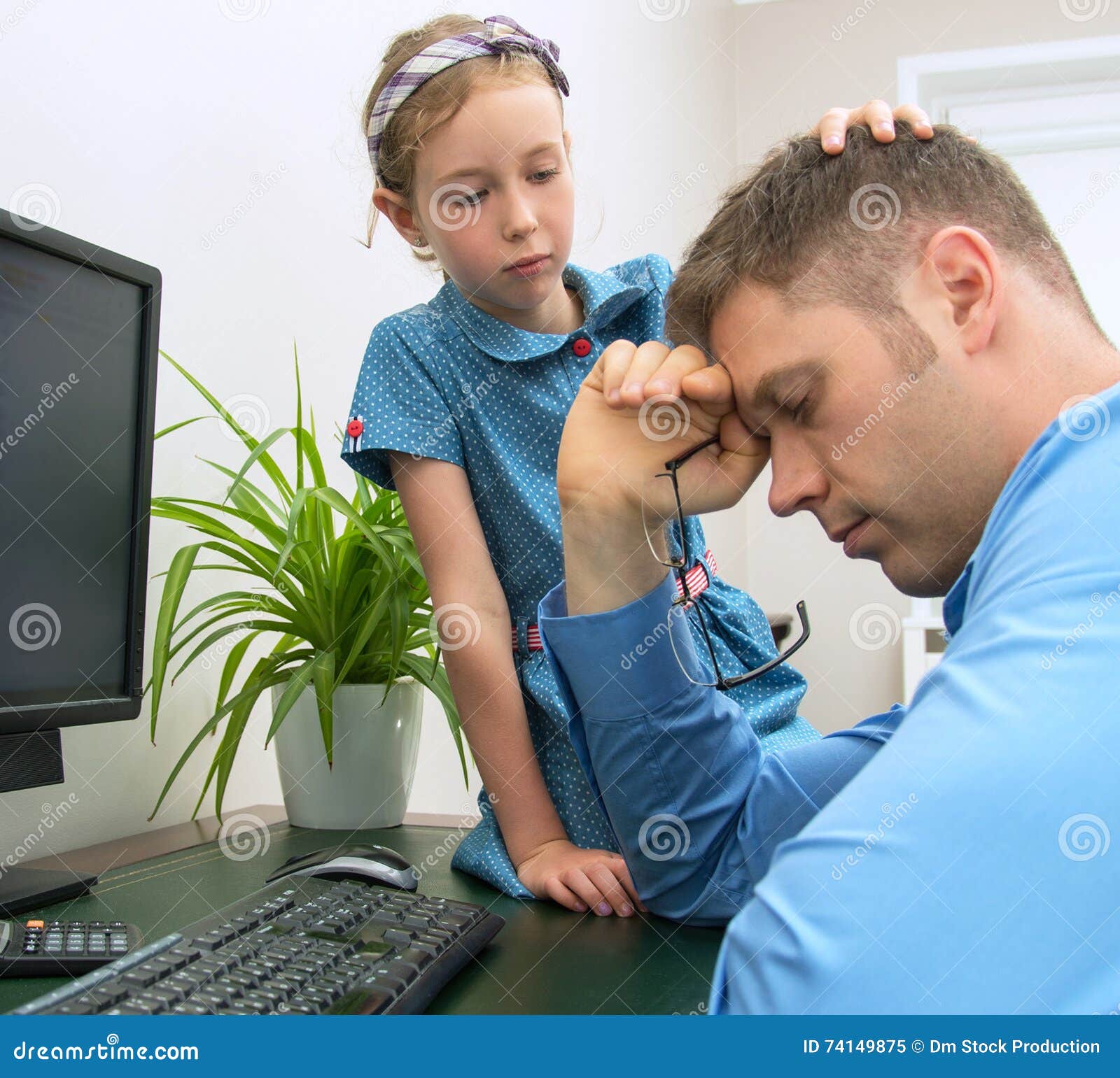 Father tired. stock image. Image of family, desk, domestic - 74149875