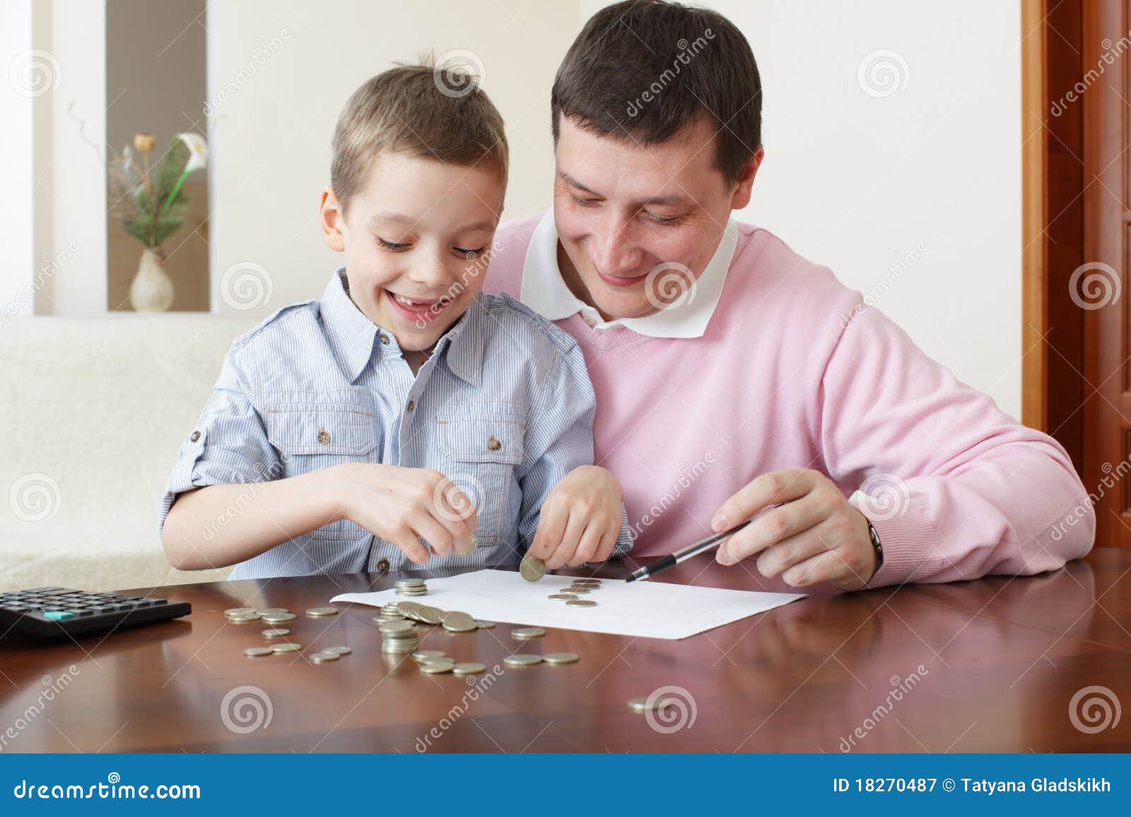 Father Training the Son To the Finance Stock Image - Image of home ...