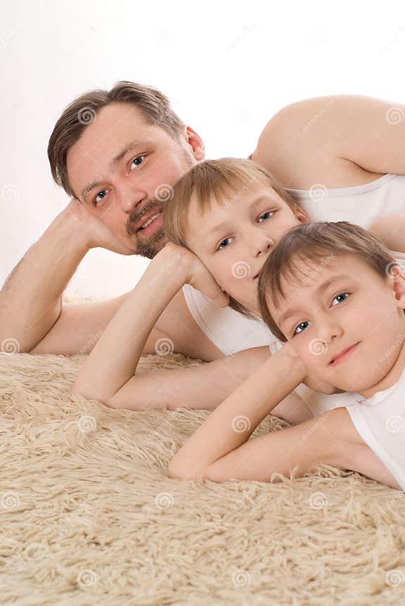 Father with two sons stock image. Image of love, lifestyle - 13746713