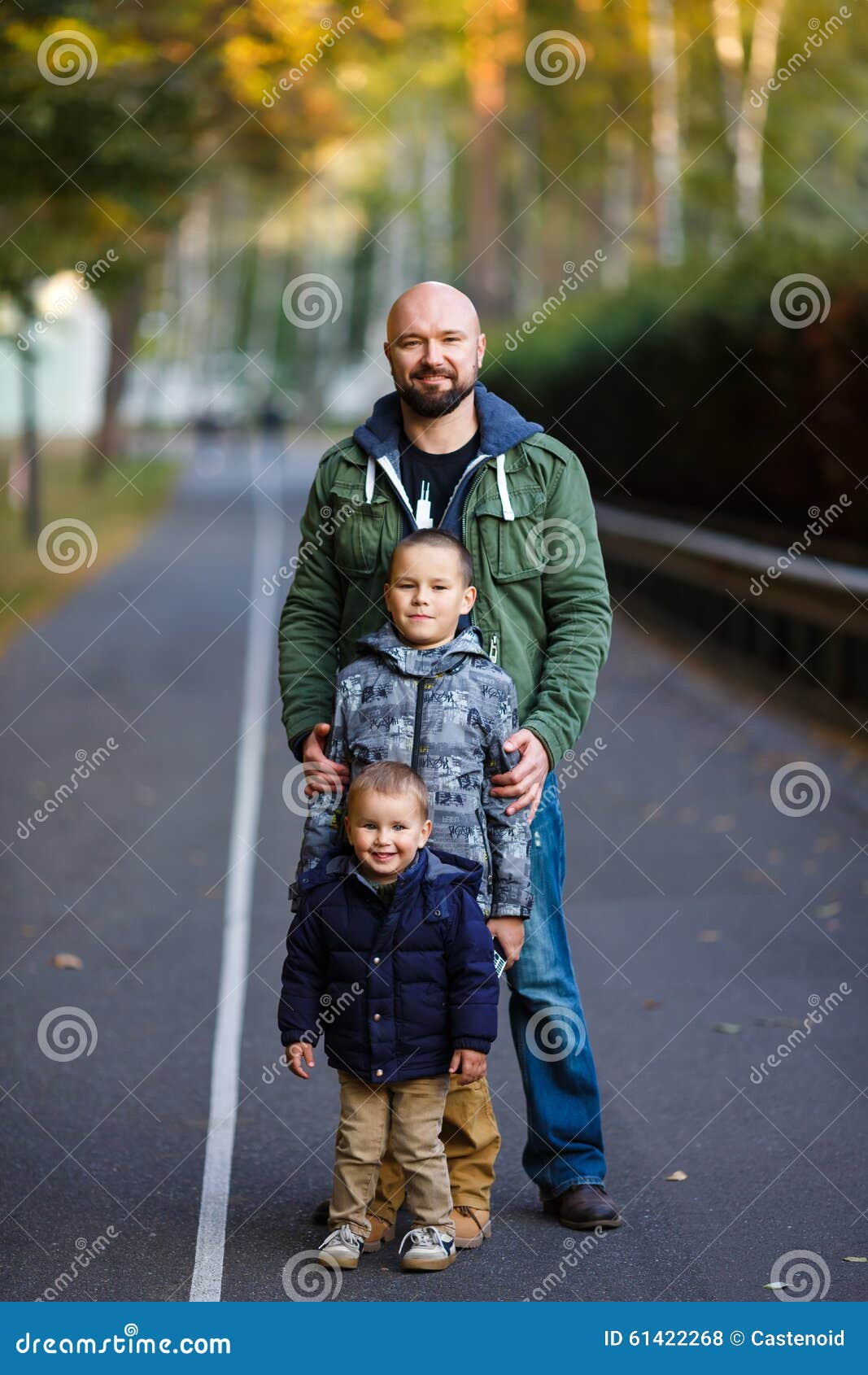 Father with two sons stock photo. Image of together, standing - 61422268