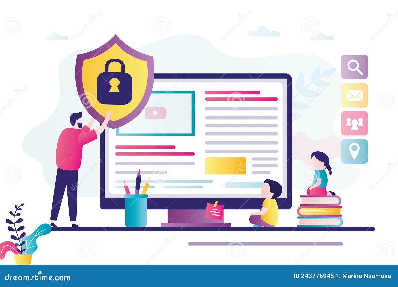 Father Using Content Control Software. Dad Provides Safe Internet for ...