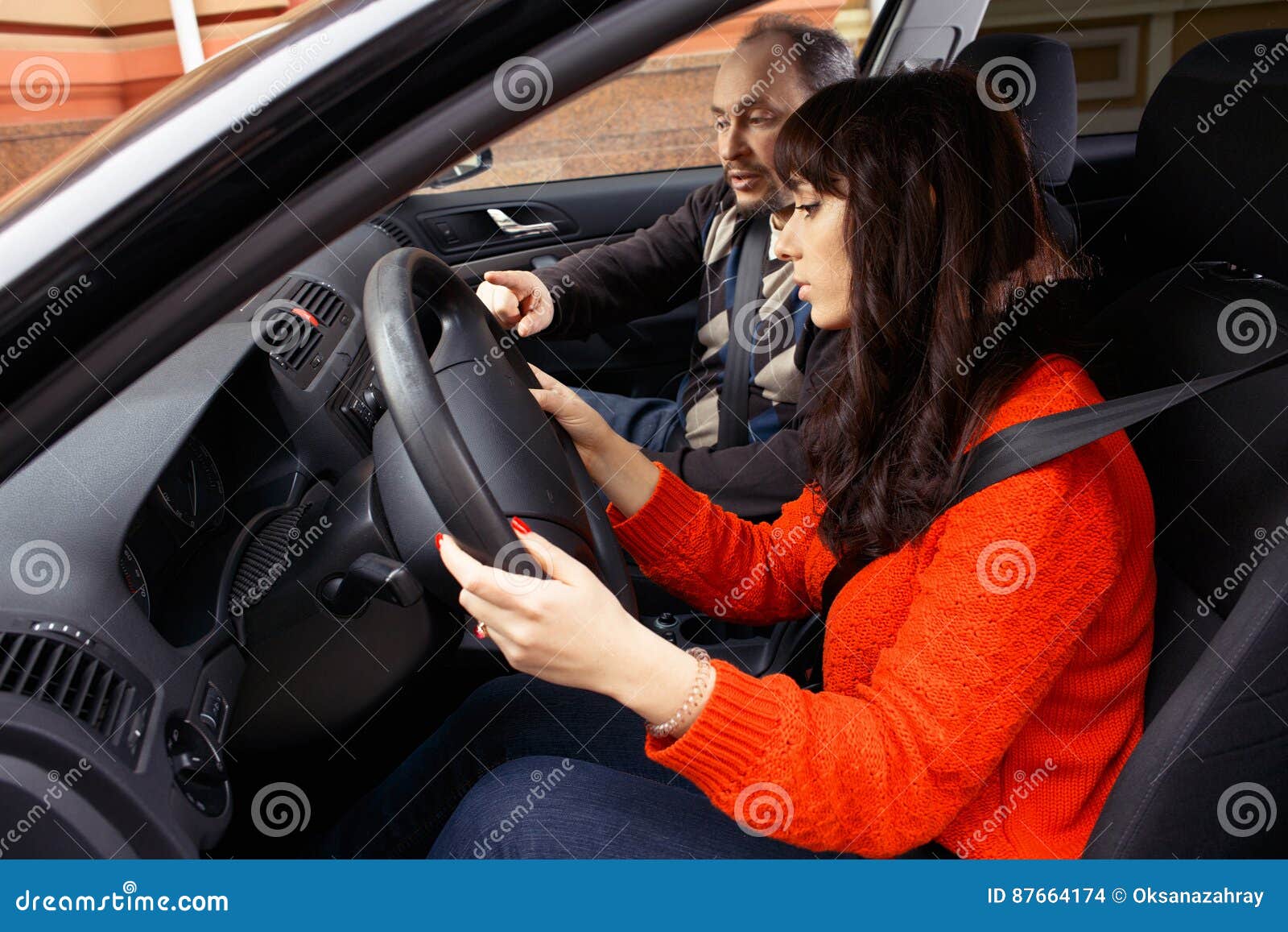 Father Warnings His Daughter about Fast Driving Stock Photo - Image of ...