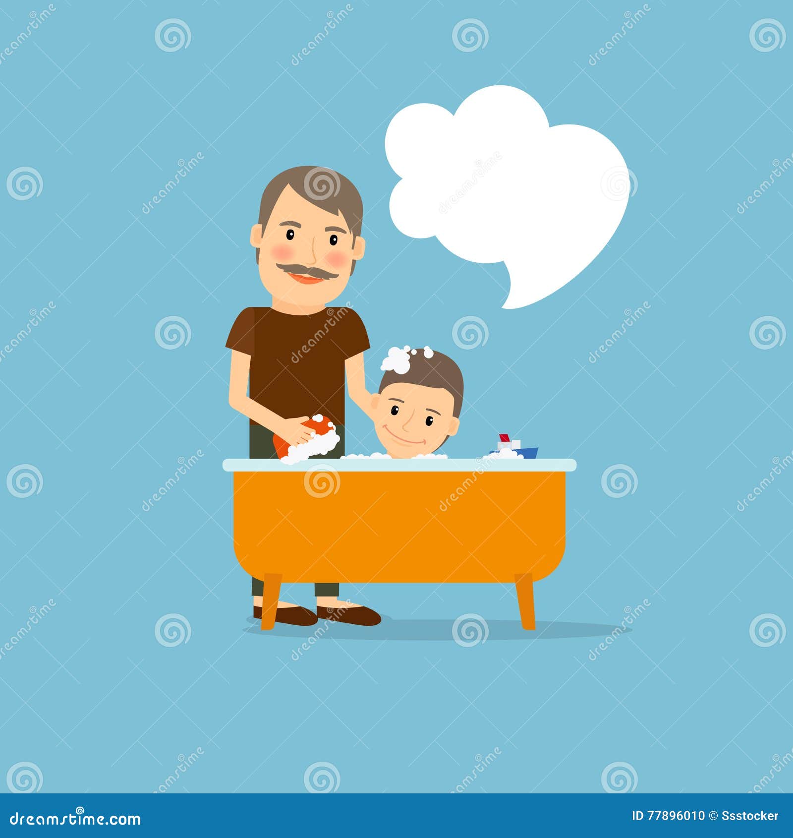 Father washing baby stock vector. Illustration of shower - 77896010