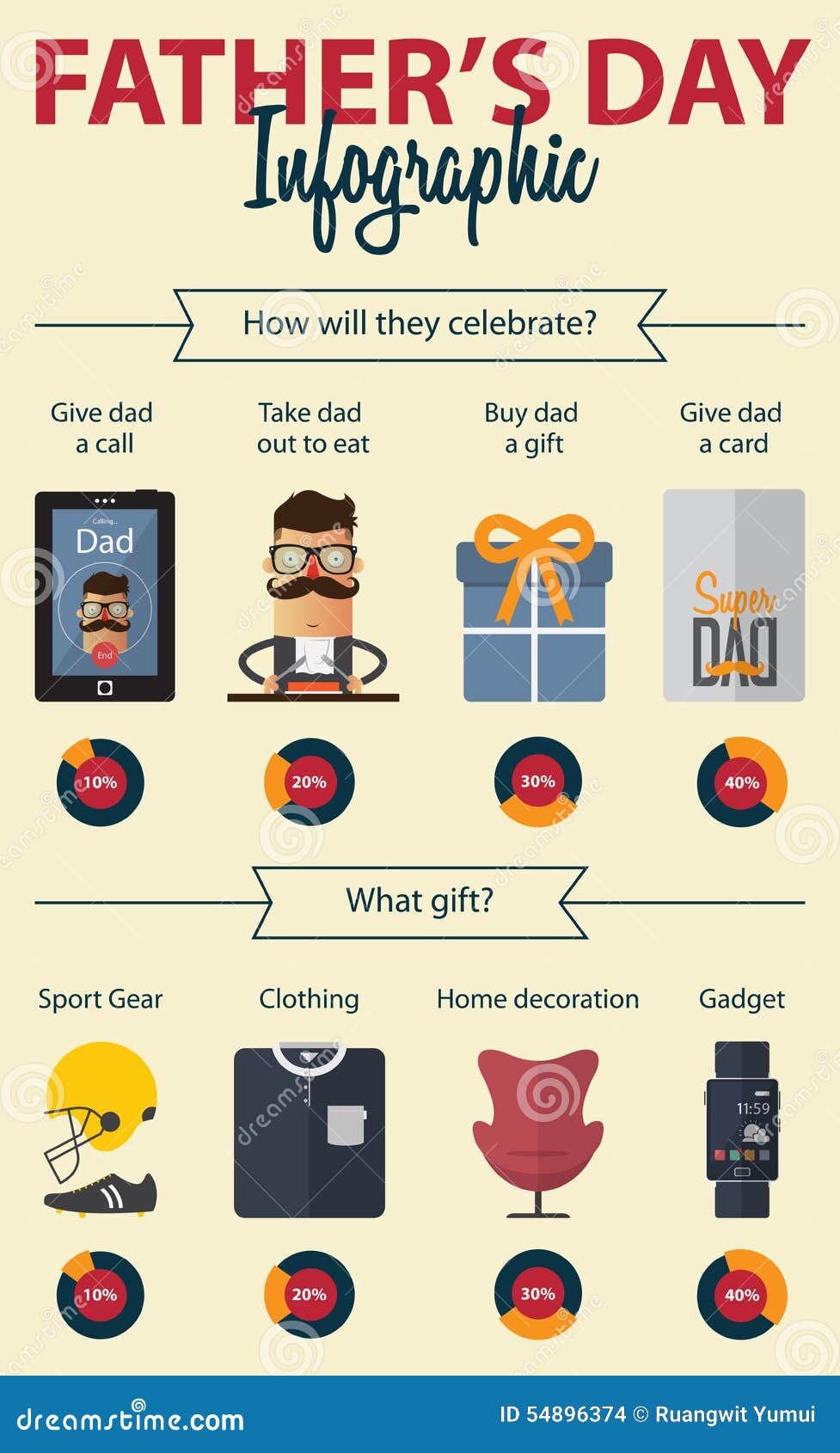 Fathers Day Infographics. Cartoon Character Stock Vector - Illustration ...