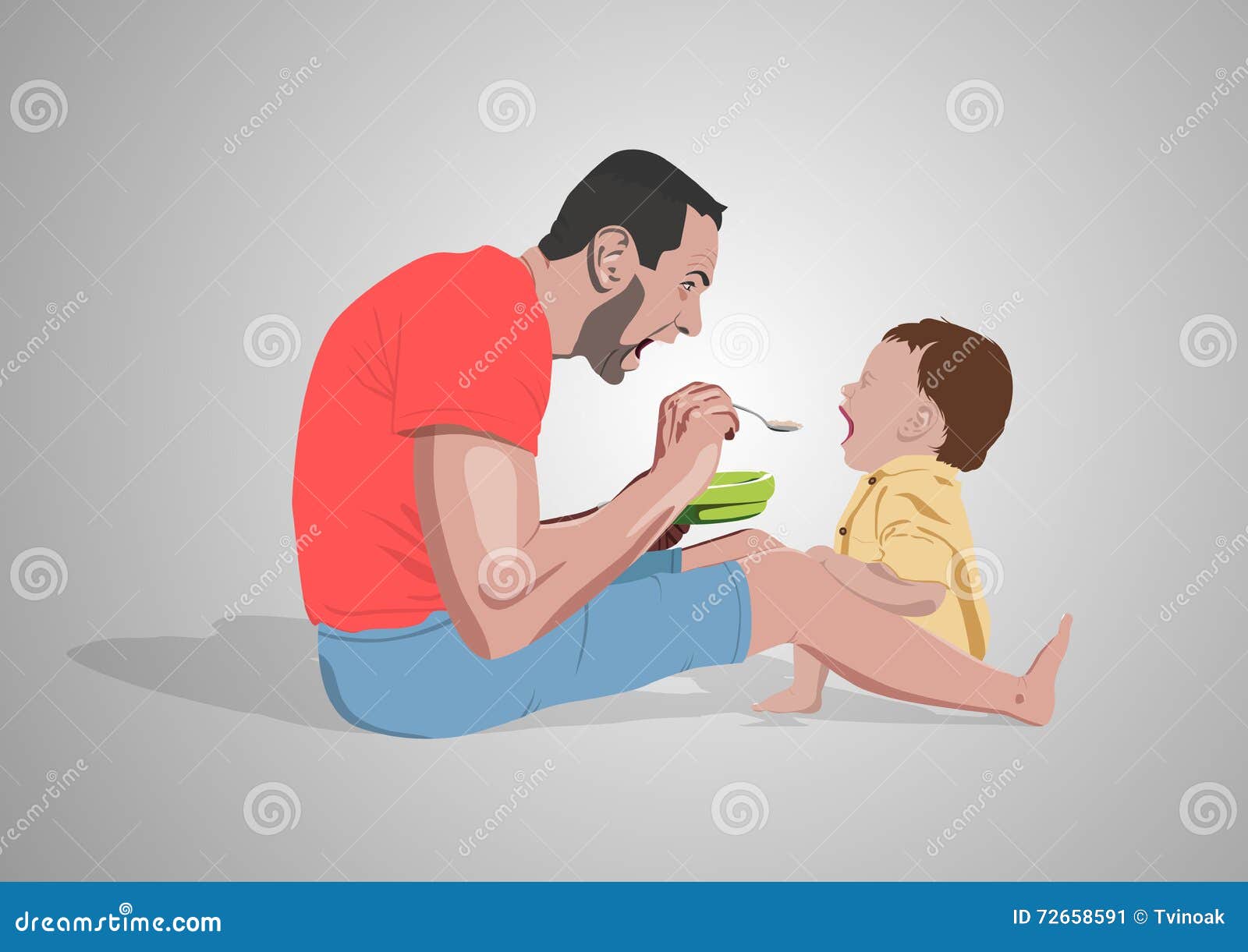 Fathers Feeding Child - Fathers Day Stock Vector - Illustration of care ...