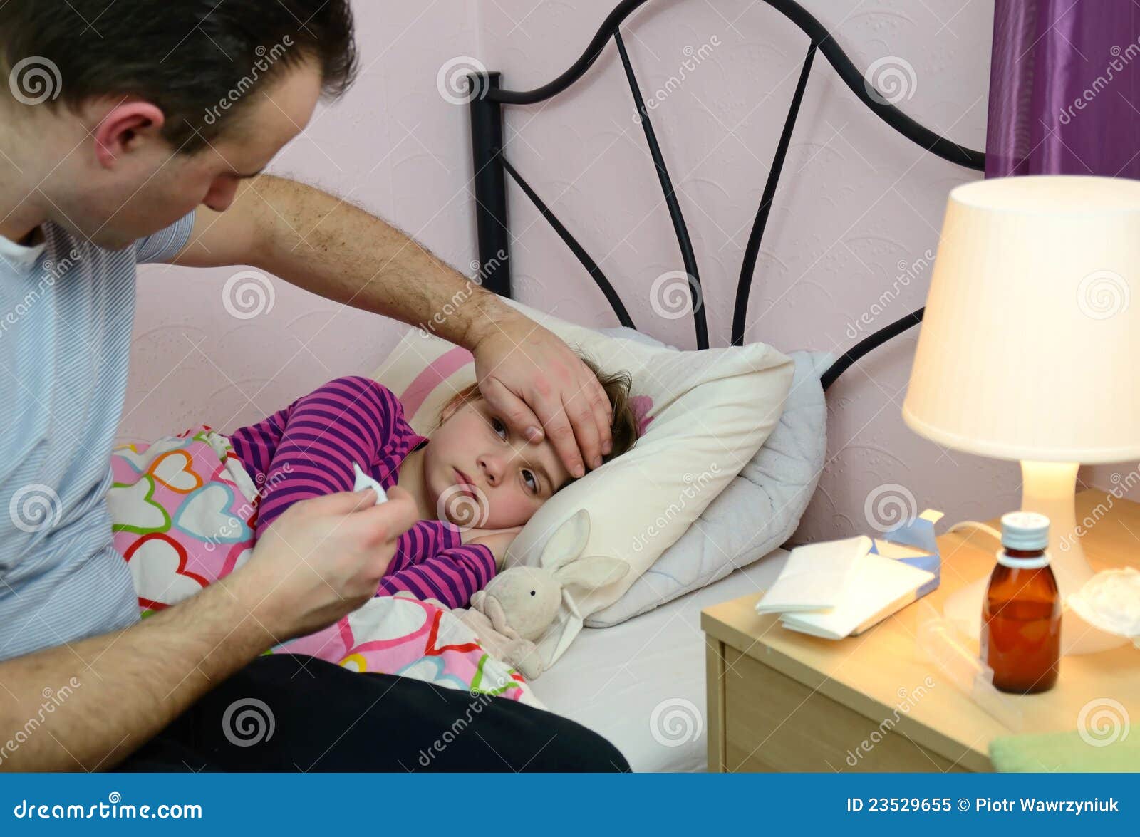 Fathers Help Child Sickness Stock Image - Image of female, clinic: 23529655