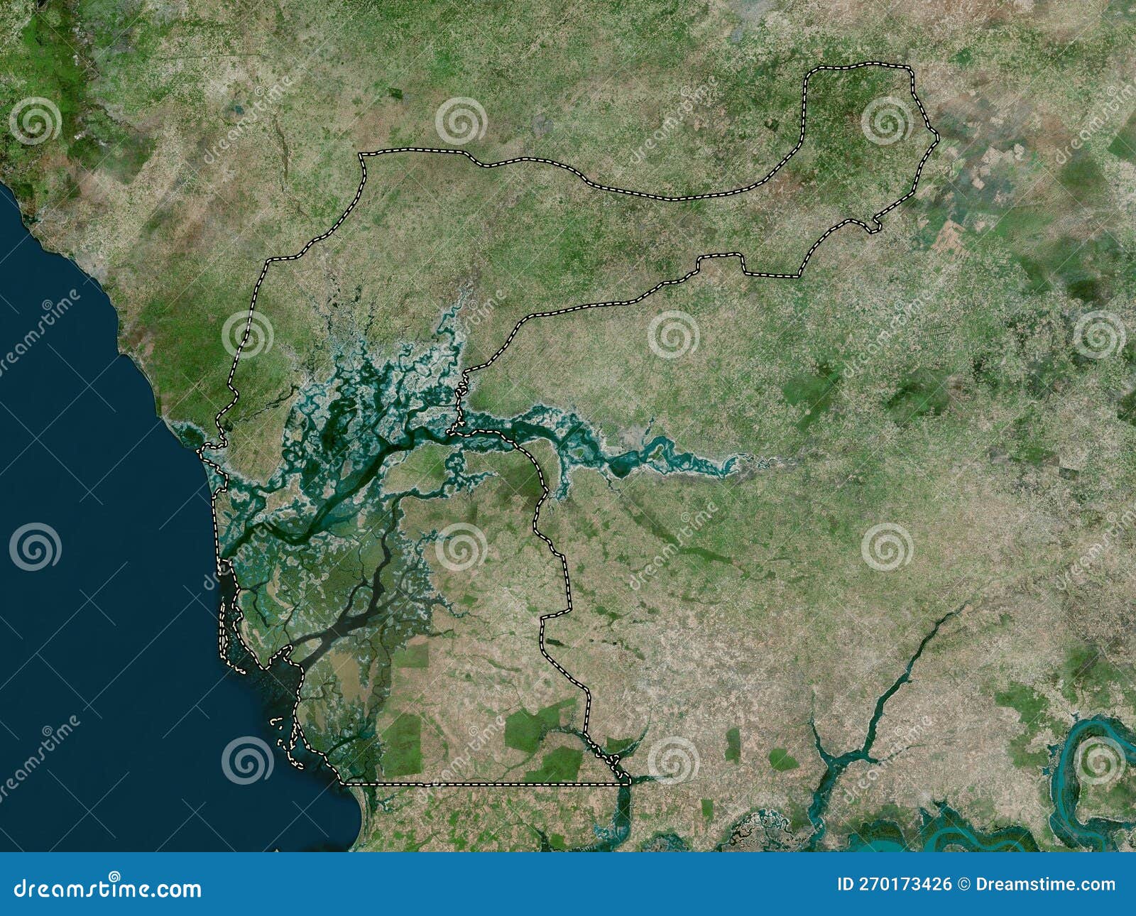 Fatick, Senegal. High-res Satellite. No Legend Stock Illustration ...