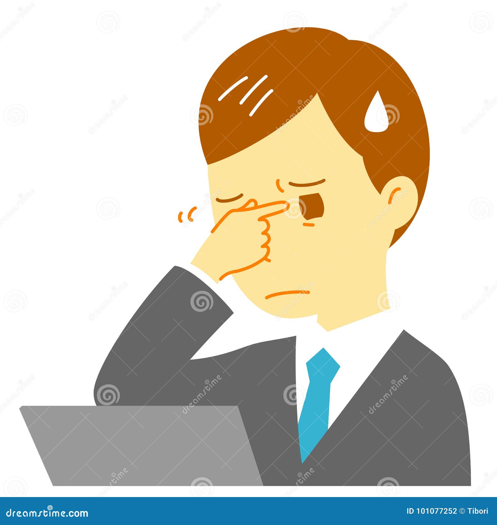 Fatiga Visual De Digitaces, Ordenador, Hombre Stock de ilustración ...