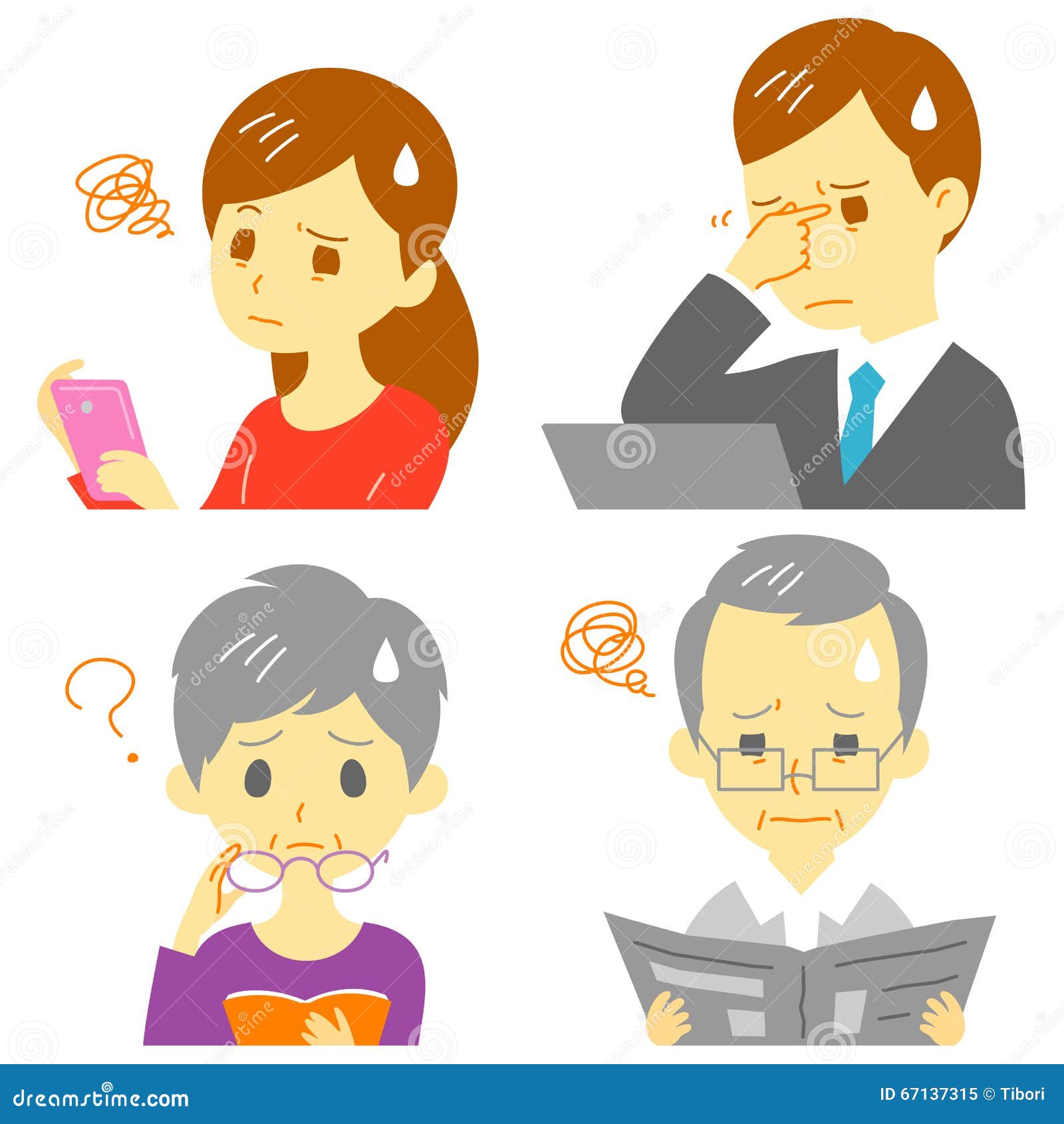 Fatiga Visual De La Presbiopía Ilustración del Vector - Ilustración de ...