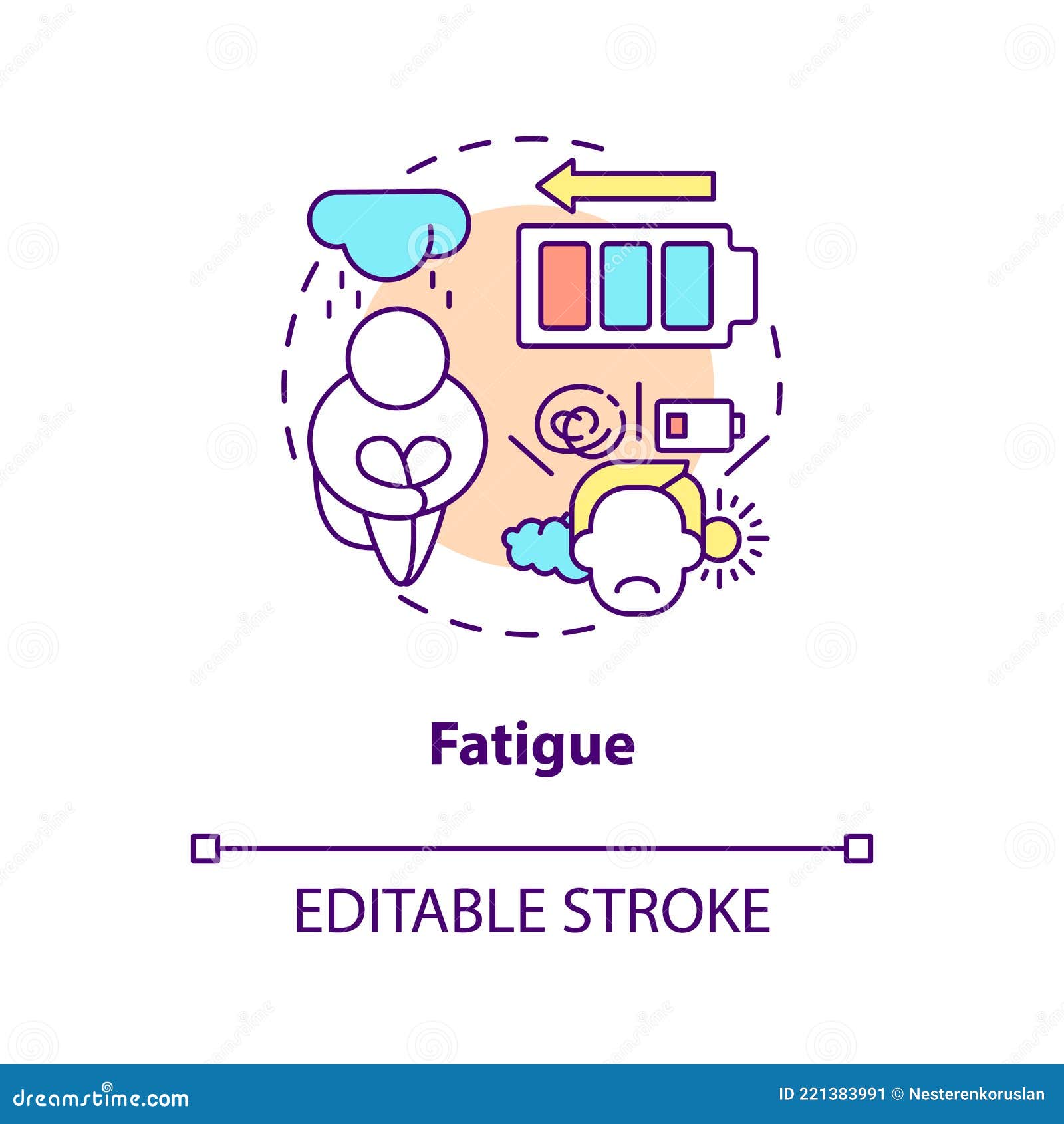 Fatigue concept icon stock vector. Illustration of tired - 221383991