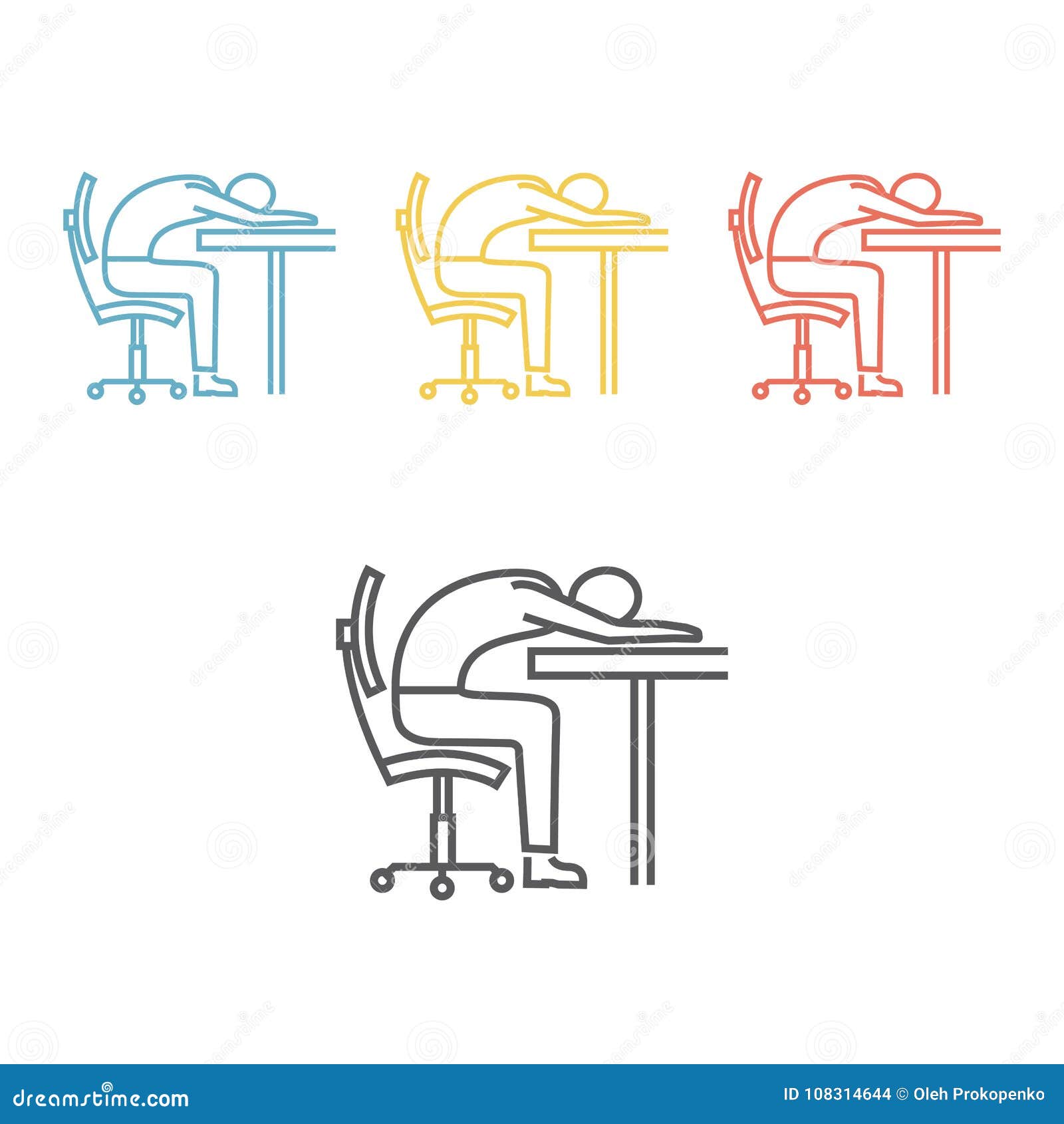 Fatigue Man Line Icon, Vector Pictogram Of Flu Or Cold Symptom. Tired ...