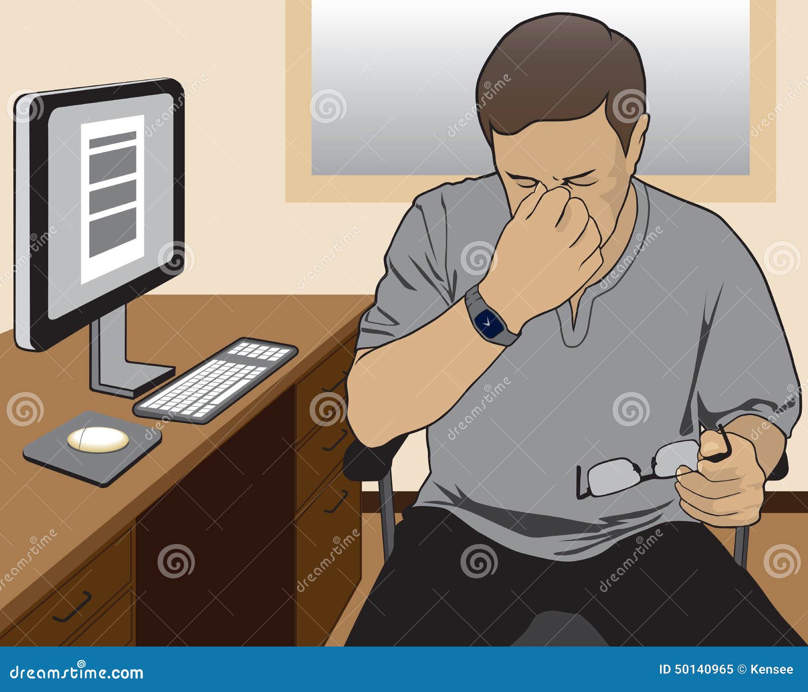 Fatigue stock vector. Illustration of nose, bridge, glasses - 50140965