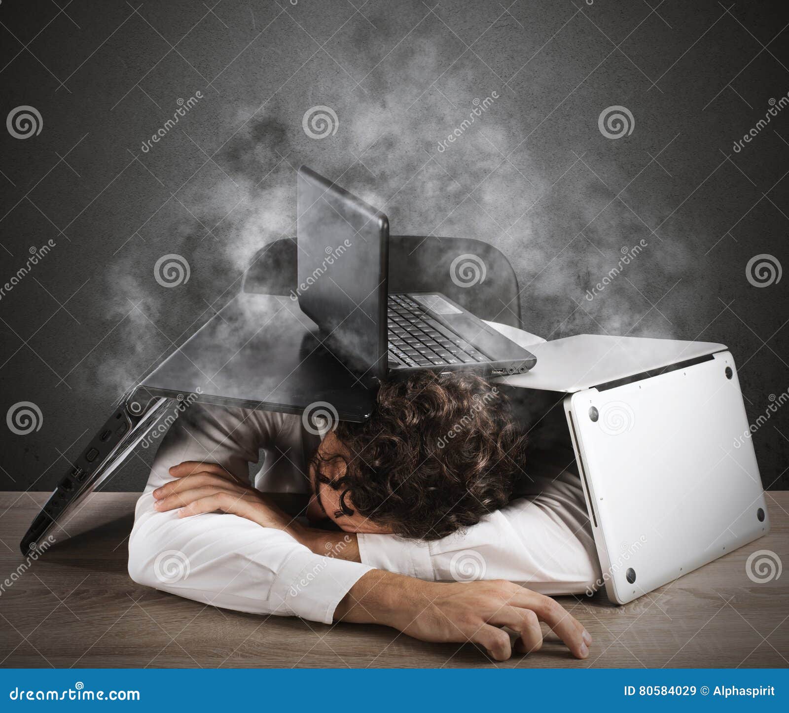 Fatigue and Stress in the Office Stock Image - Image of computer ...